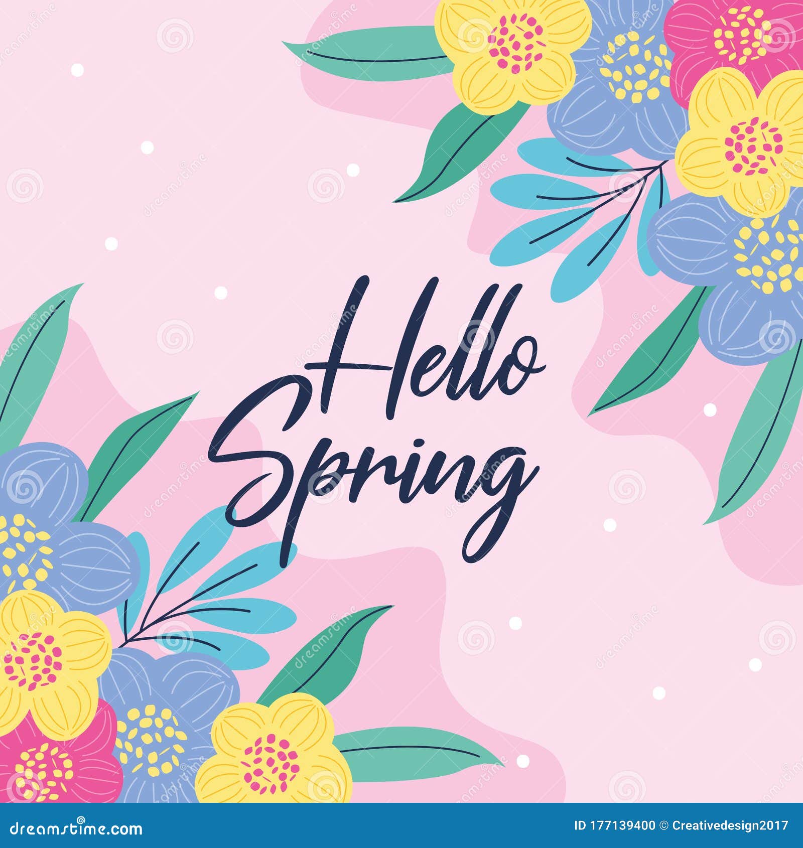 Hello spring design stock vector. Illustration of background - 177139400