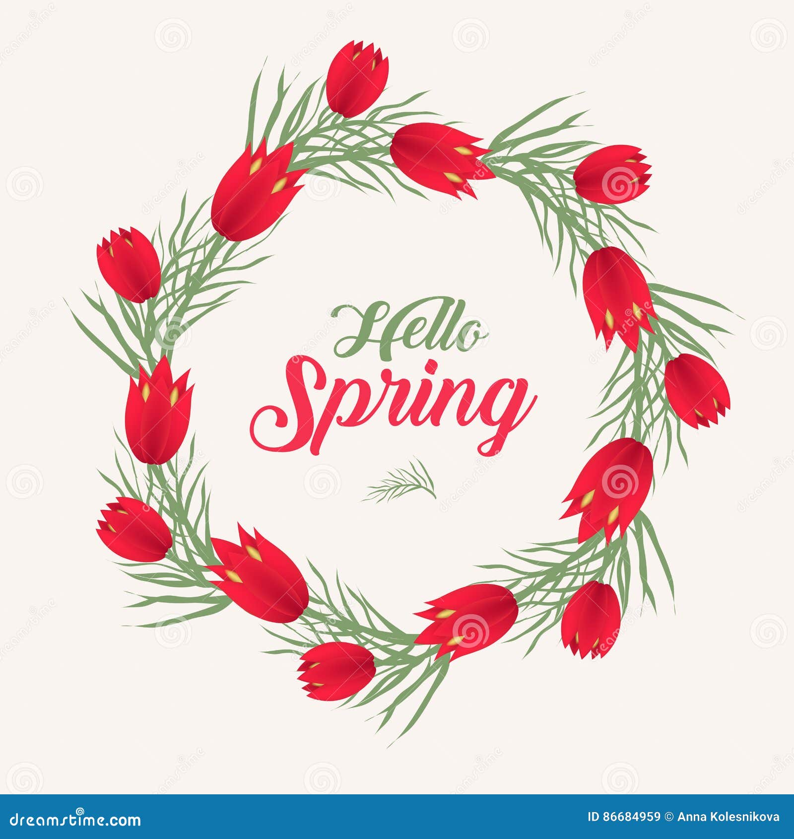 Hello Spring Floral Frame for Text, Isolated on White Background ...