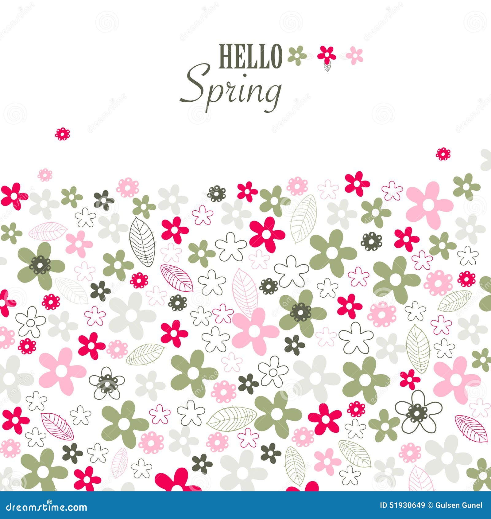 Hello Spring Floral Greeting Background Stock Vector - Illustration of ...