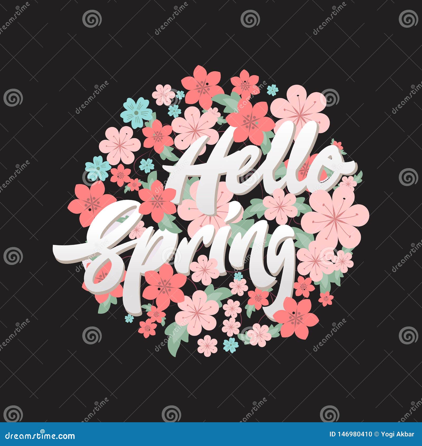 Hello Spring Flower Circle Design Template Stock Vector - Illustration ...
