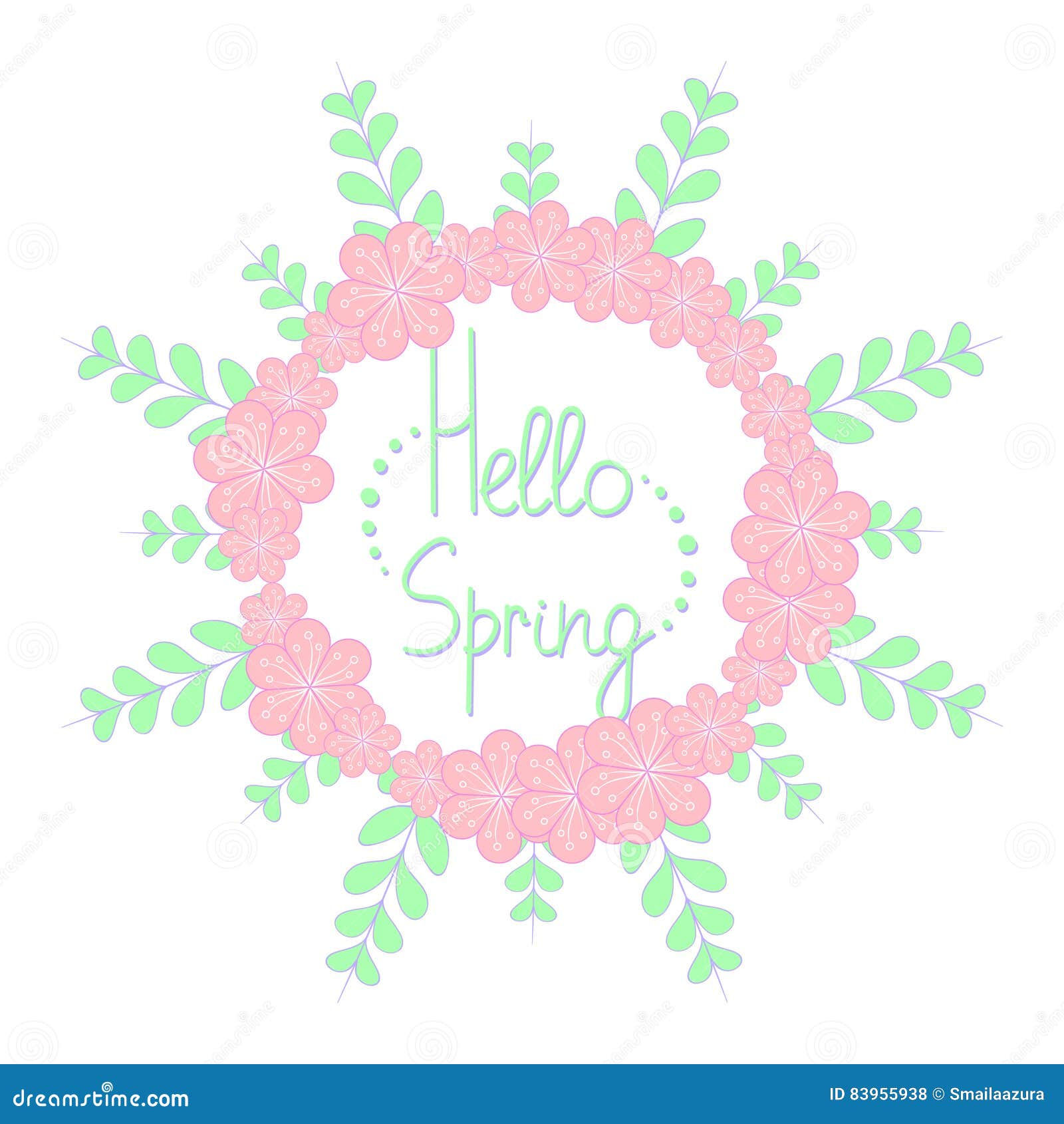 Hello Spring Frame with Flowers Stock Vector - Illustration of frame ...