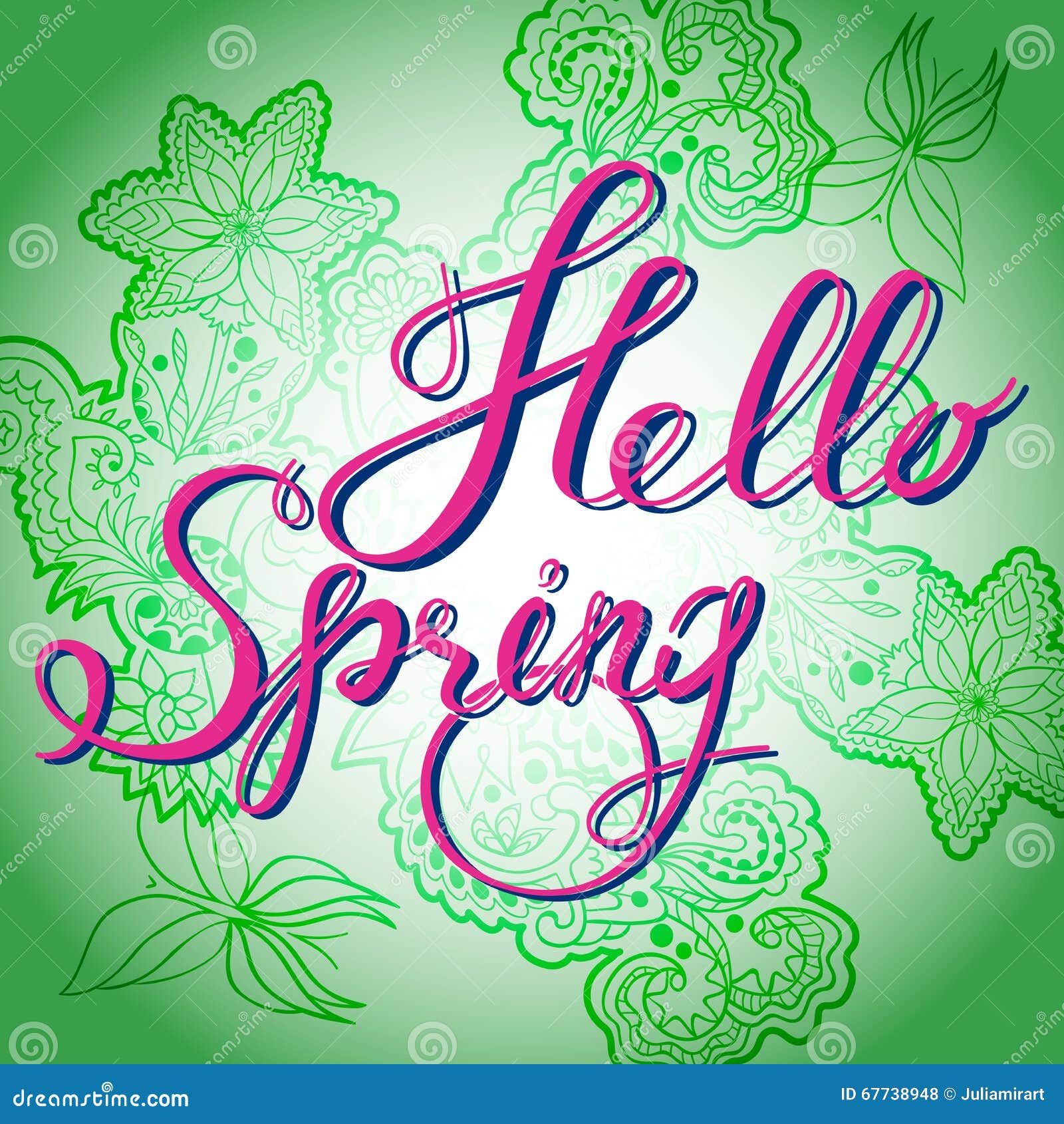 Hello Spring Green stock vector. Illustration of design - 67738948