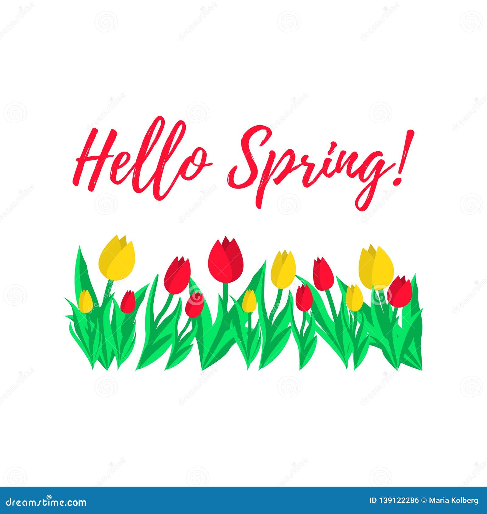 Hello Spring Greeting Card. Spring Tulips Stock Illustration ...