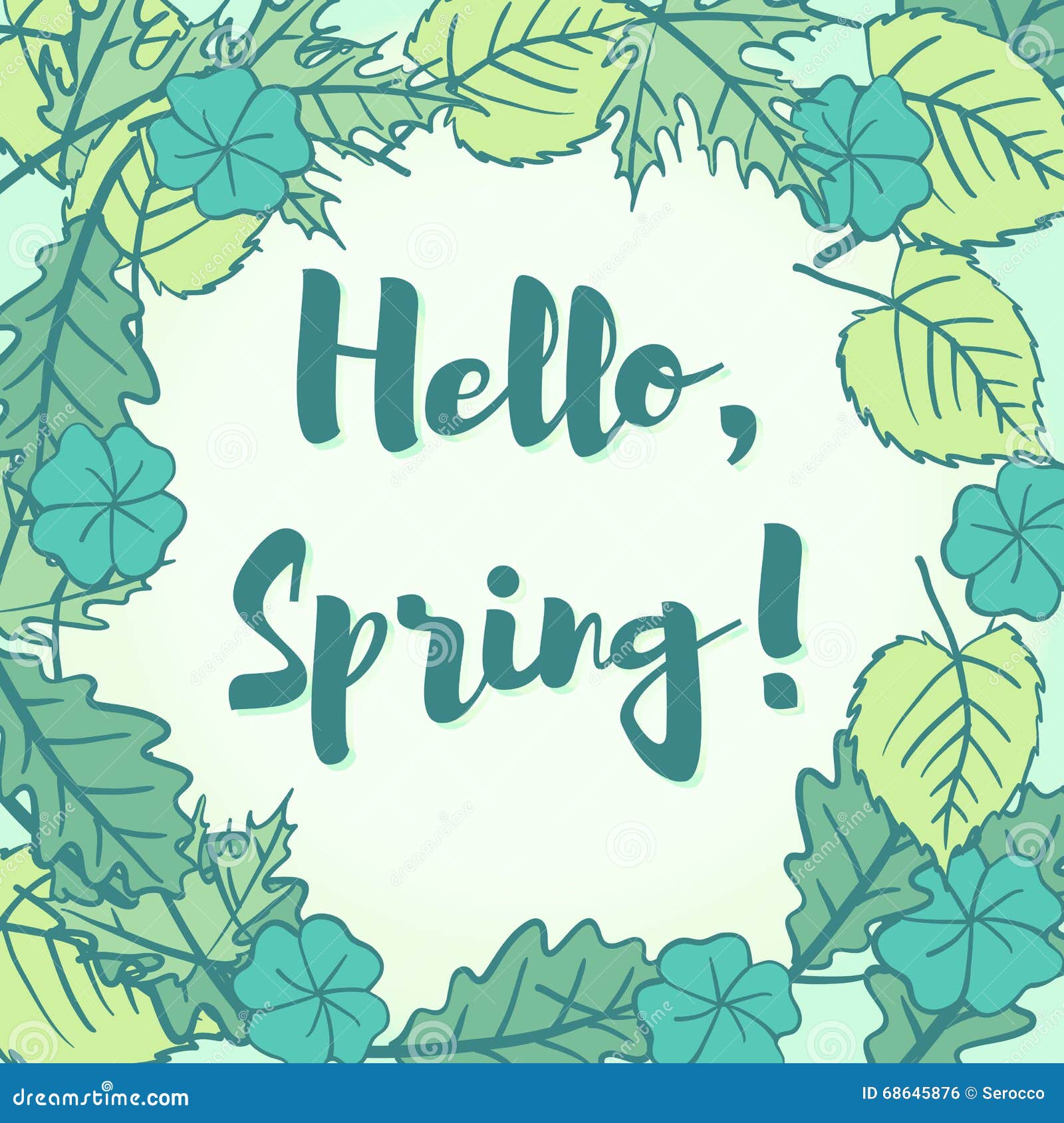 Hello Spring Greeting in a Speech Bubble of Fresh New Young Green ...