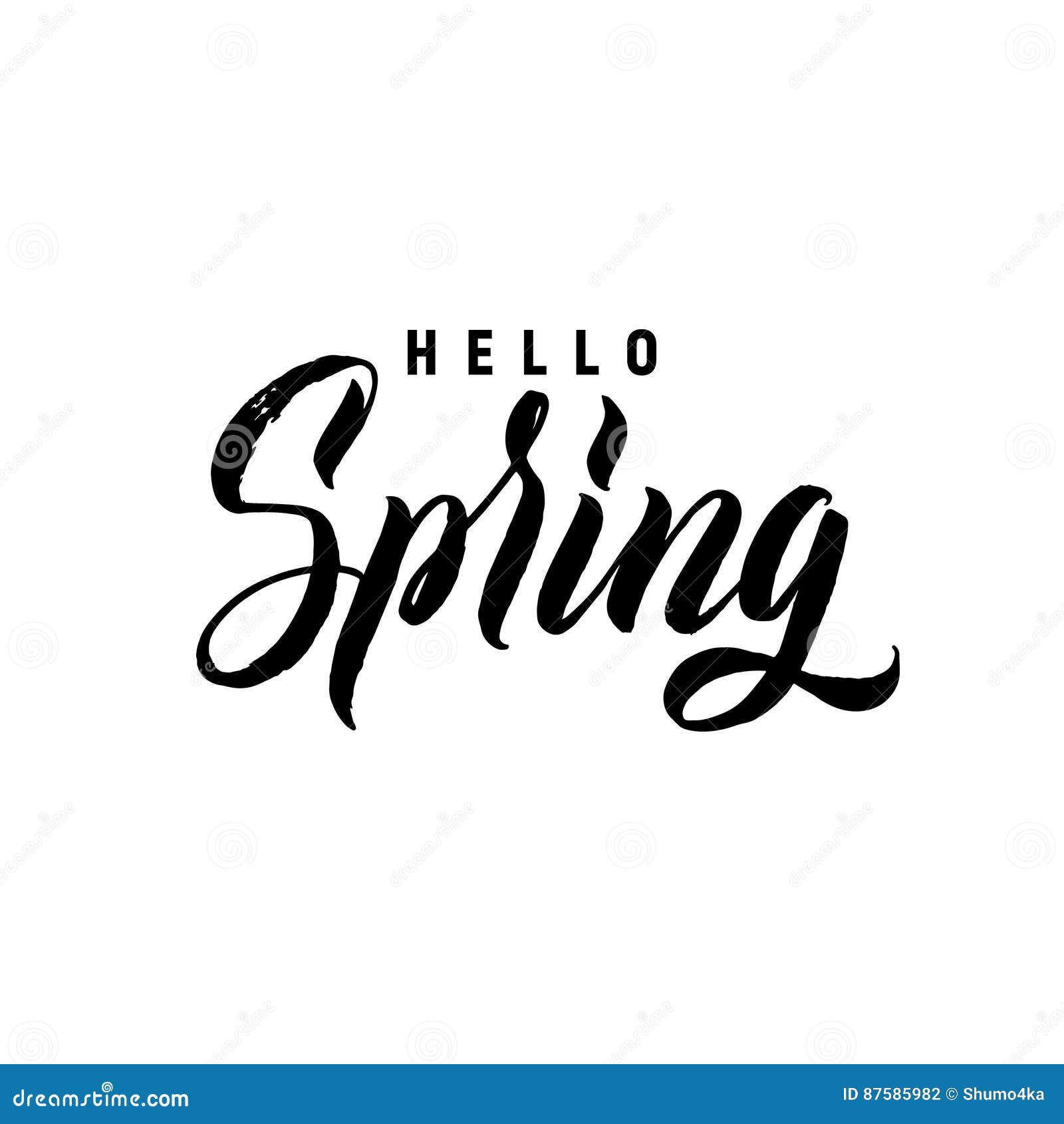 Hello Spring Hand Lettering Black Letters White Background Stock Vector ...