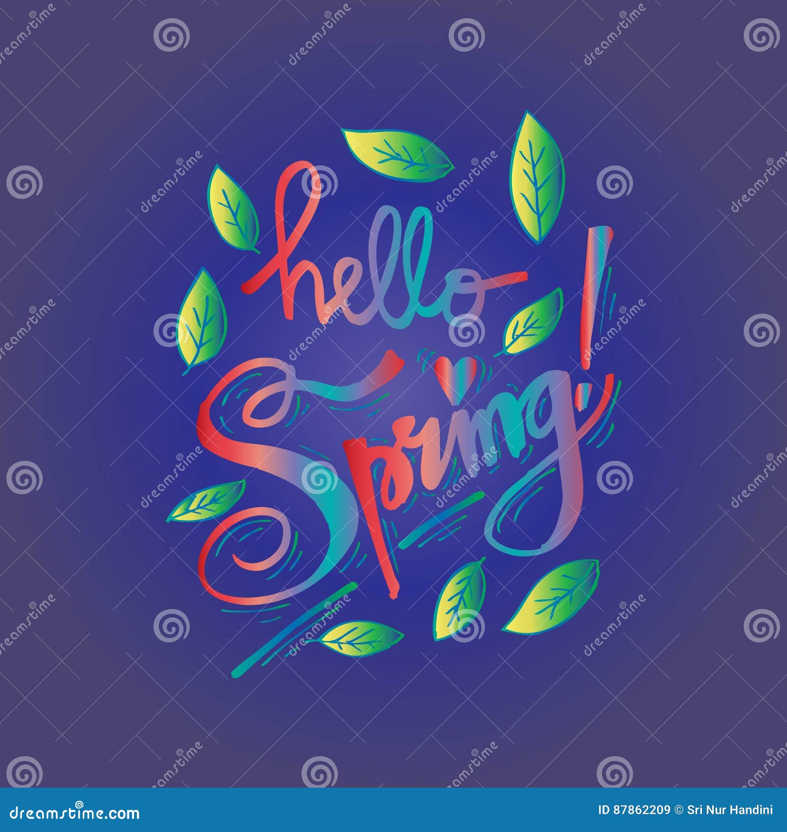 Hello Spring. Hand Lettering. Stock Illustration - Illustration of ...