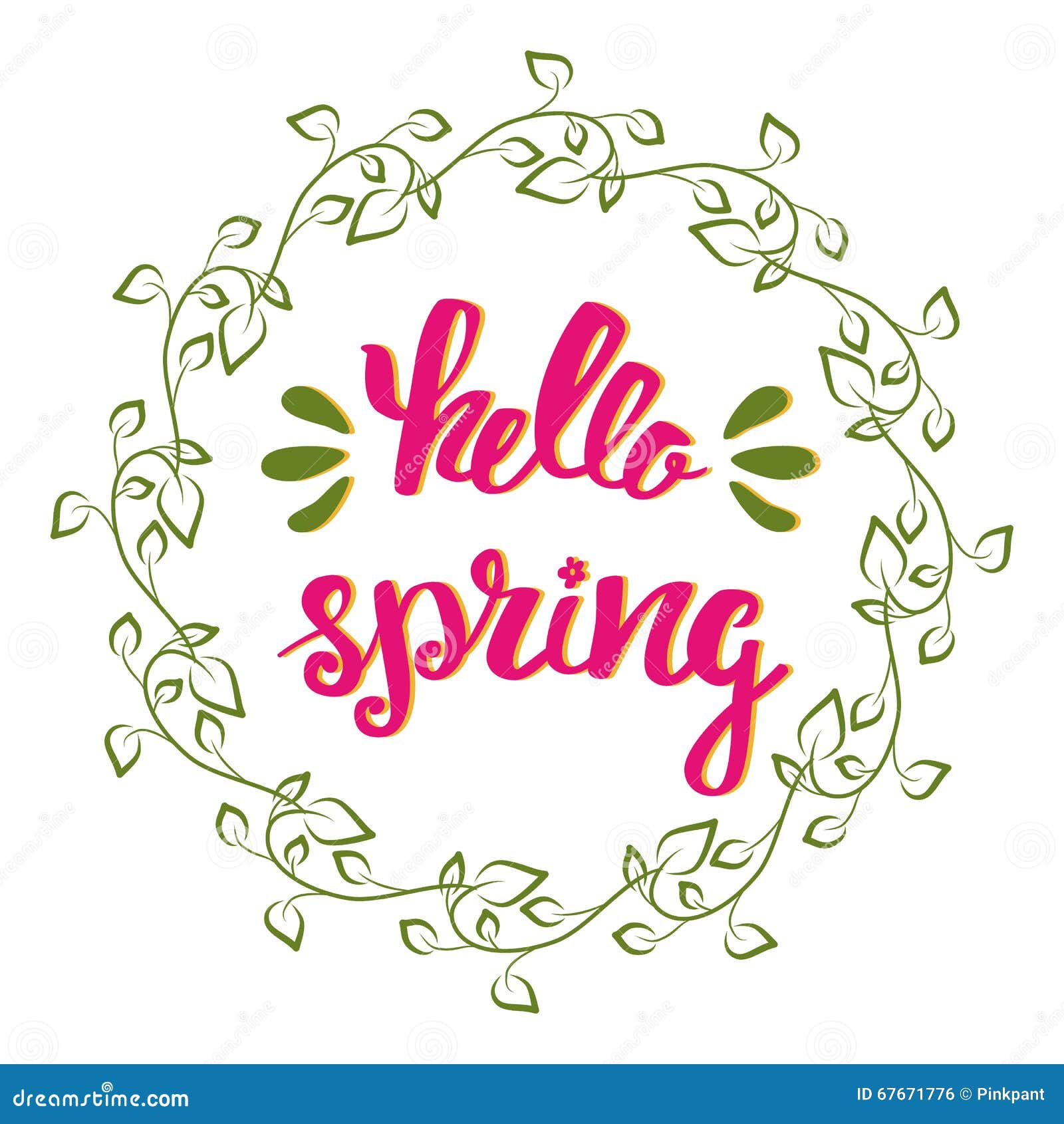 Hello Spring. Hand Lettering, Calligraphy Inscription with Spring ...