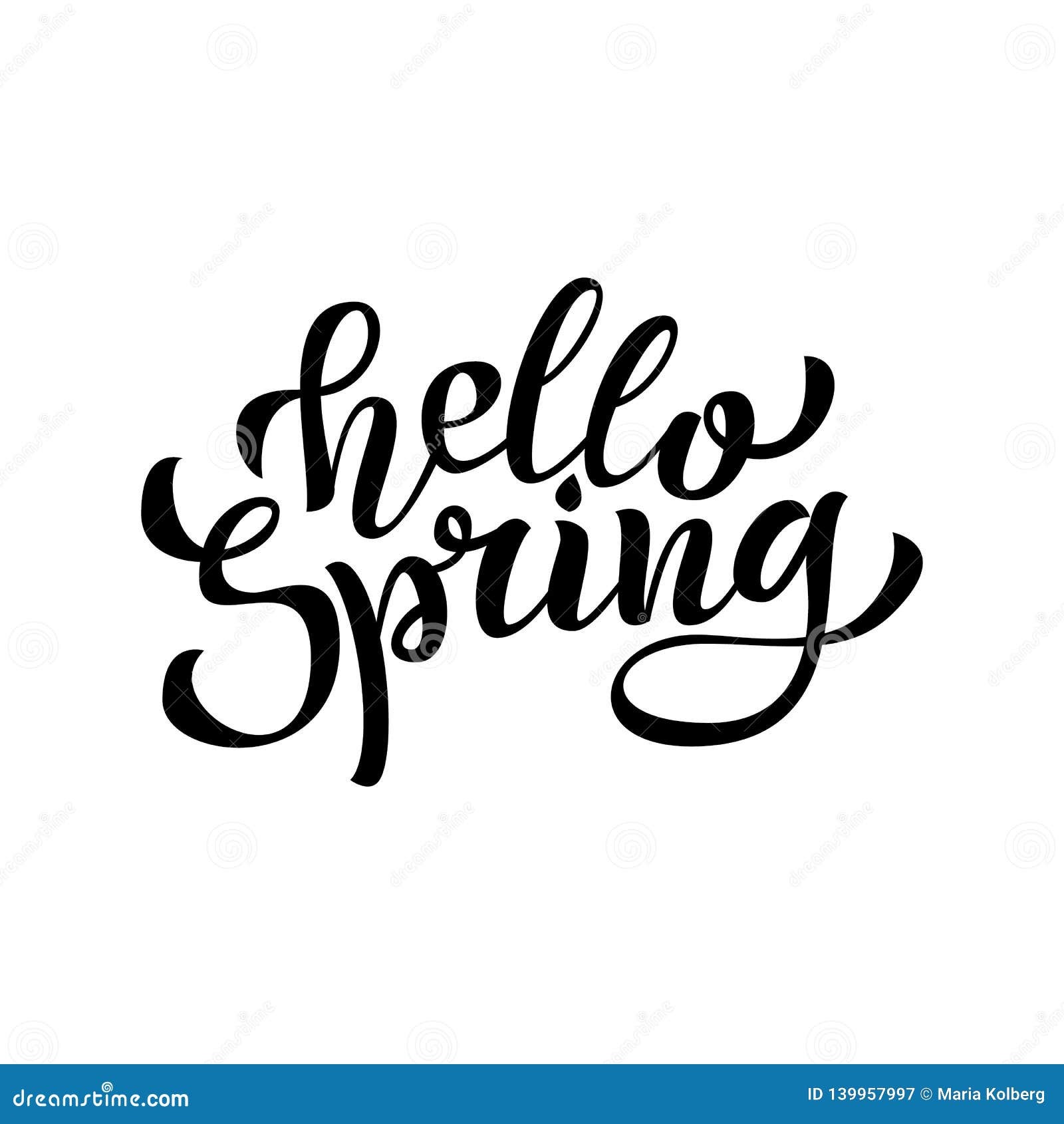 Hello Spring Hand Lettering. Vector. Stock Vector - Illustration of ...