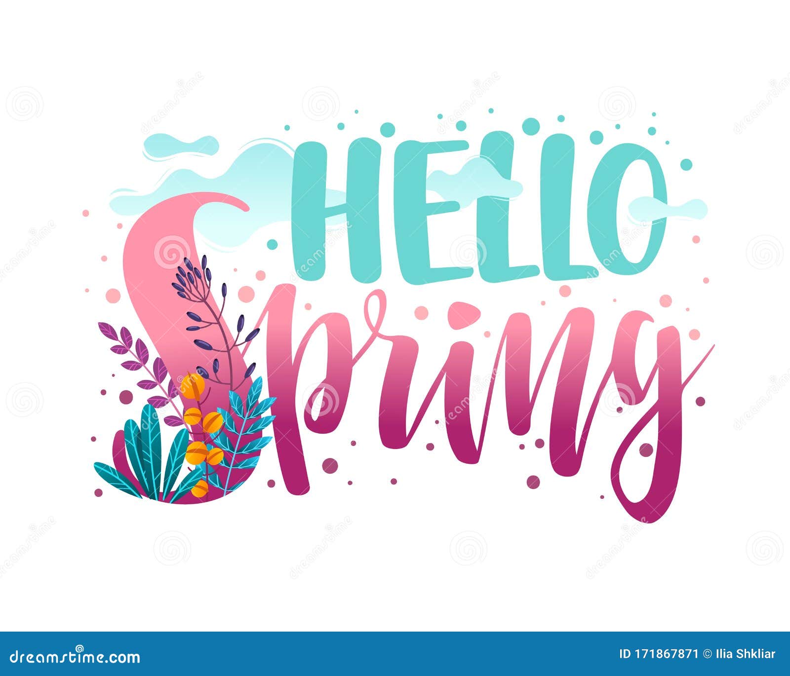 Hello Spring Illustration. Hello Spring Lettering Text Vector ...