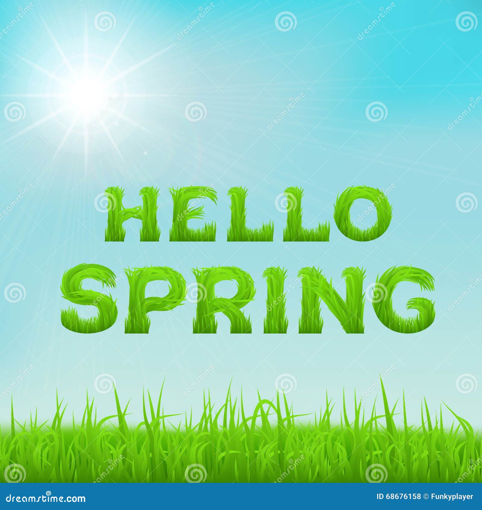 Hello Spring Inscription Made of Grass. Spring Background with Green ...