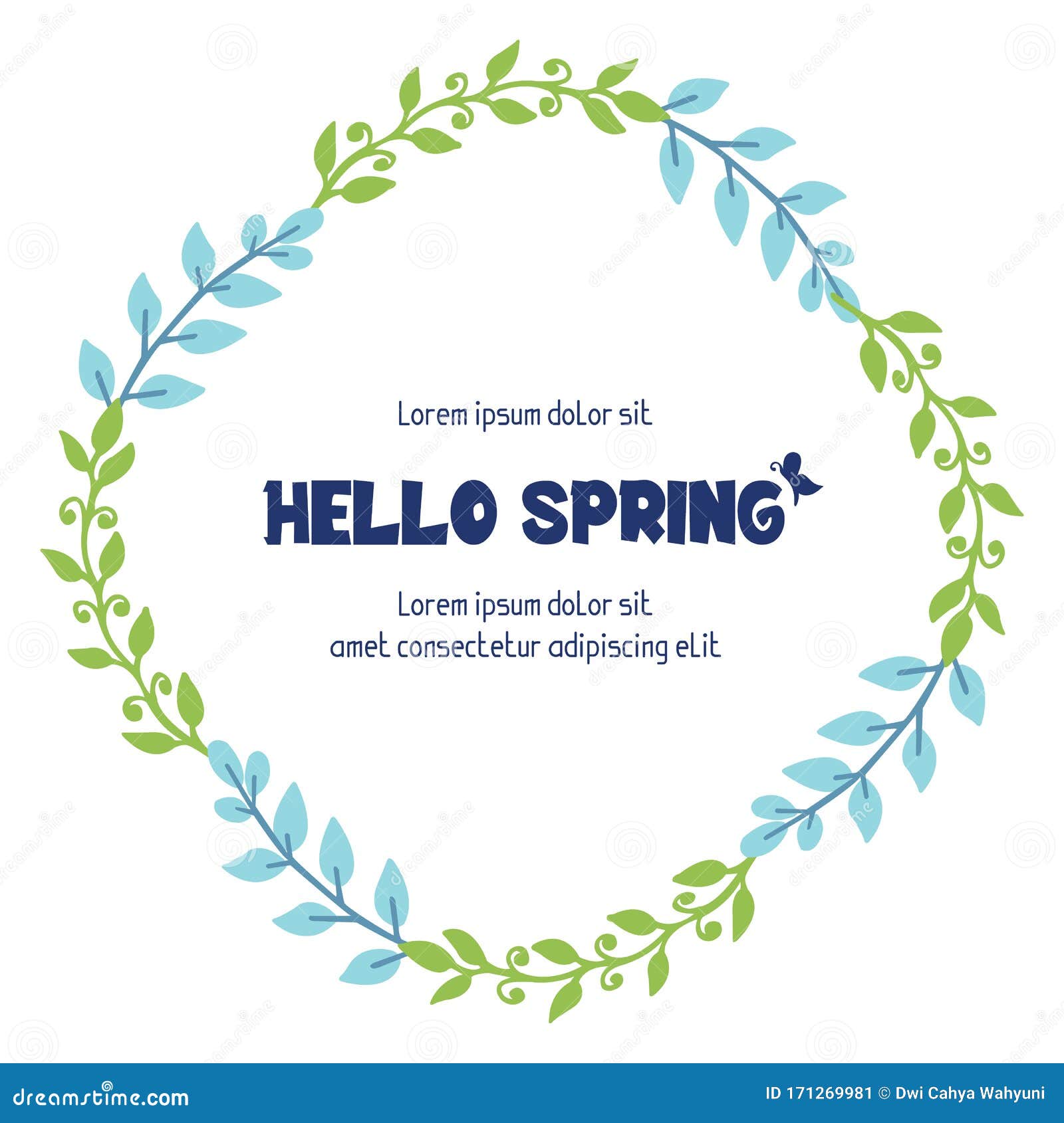 Hello Spring Invitation Card Design, with Elegant Leaf and Floral Frame ...