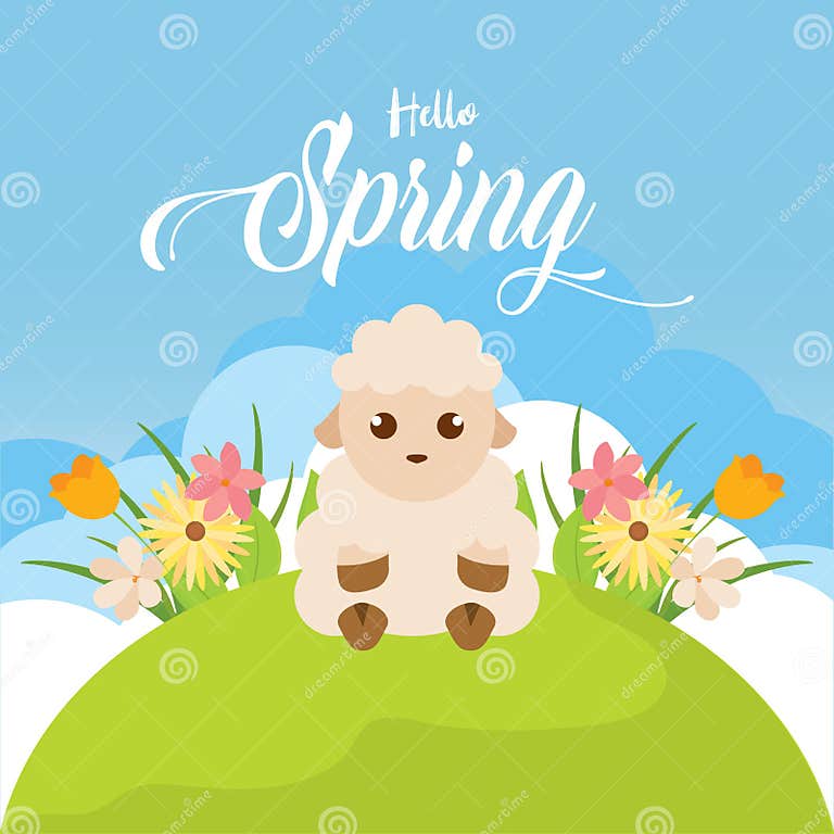 Hello spring landscape stock vector. Illustration of meadow - 173366995