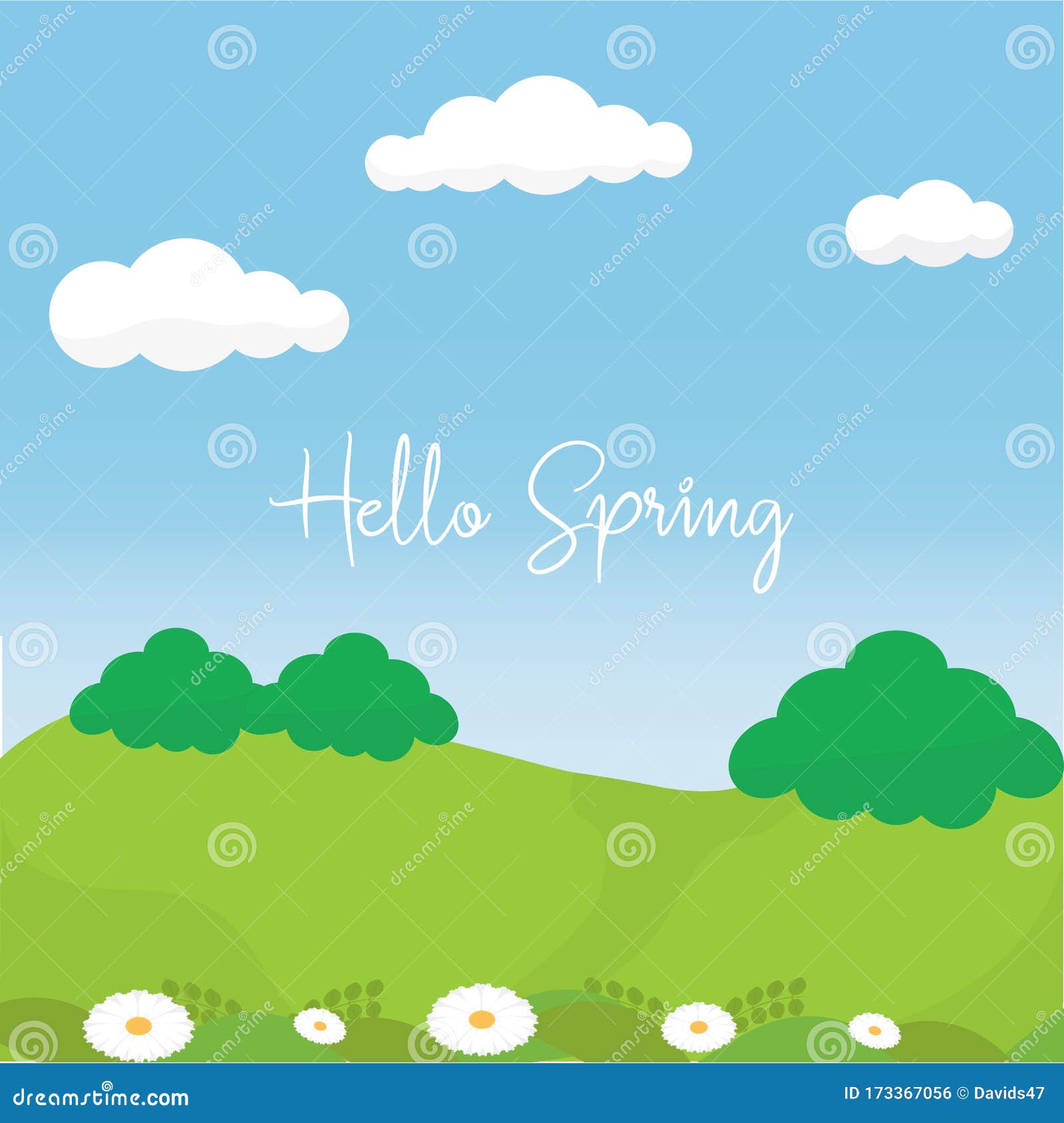Hello spring landscape stock vector. Illustration of flower - 173367056