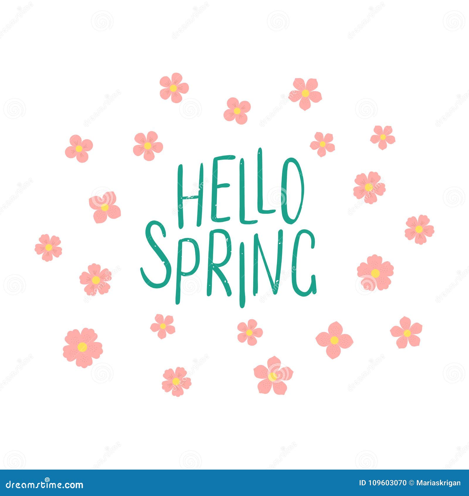 Hello spring lettering stock vector. Illustration of design - 109603070