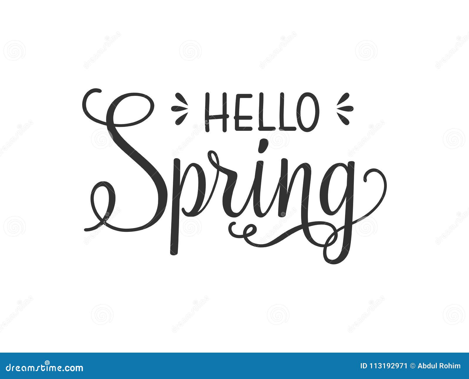 Hello Spring Lettering stock vector. Illustration of icon - 113192971