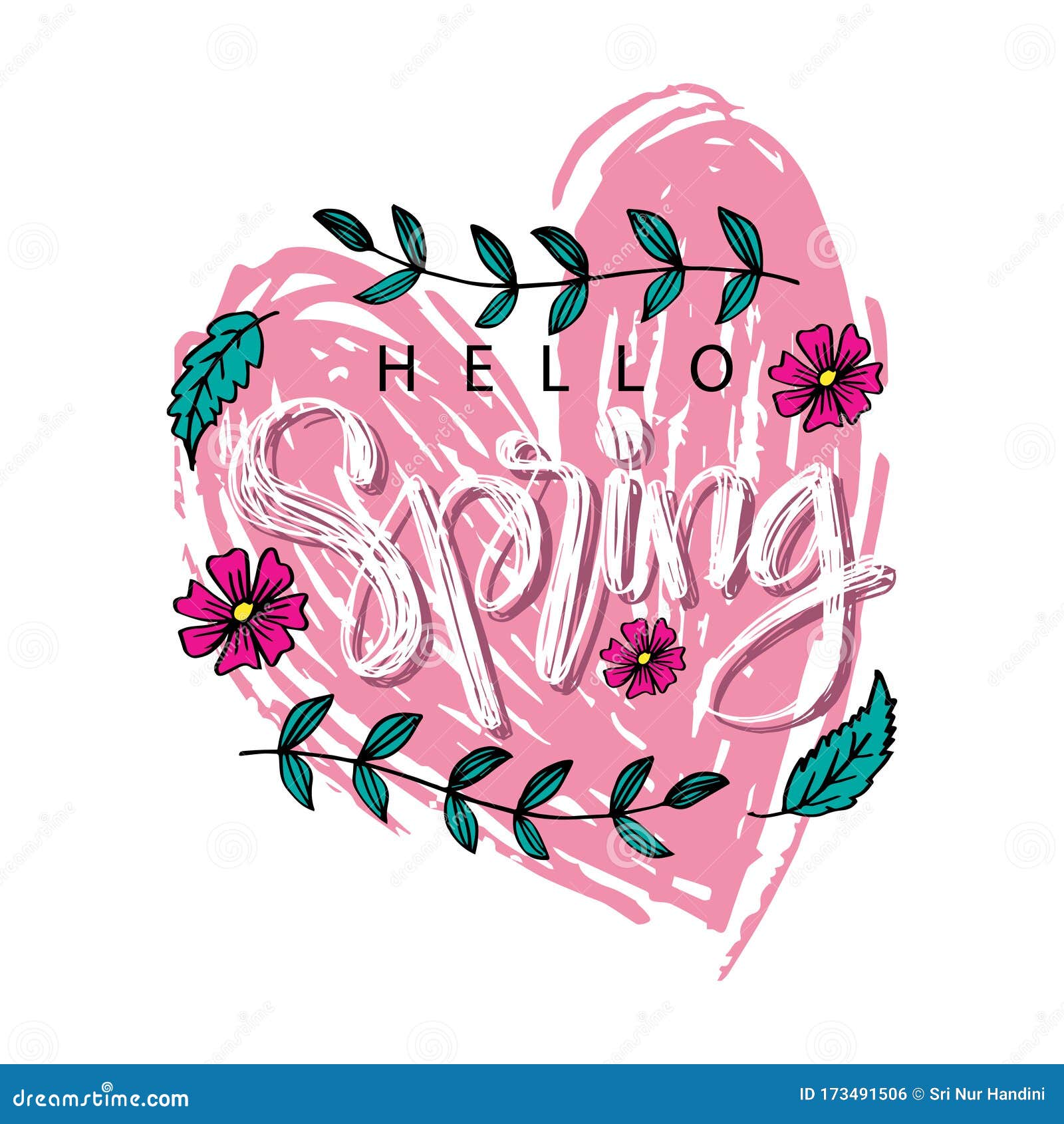 Hello Spring Lettering in Moderna Calligraphy Style Stock de ...