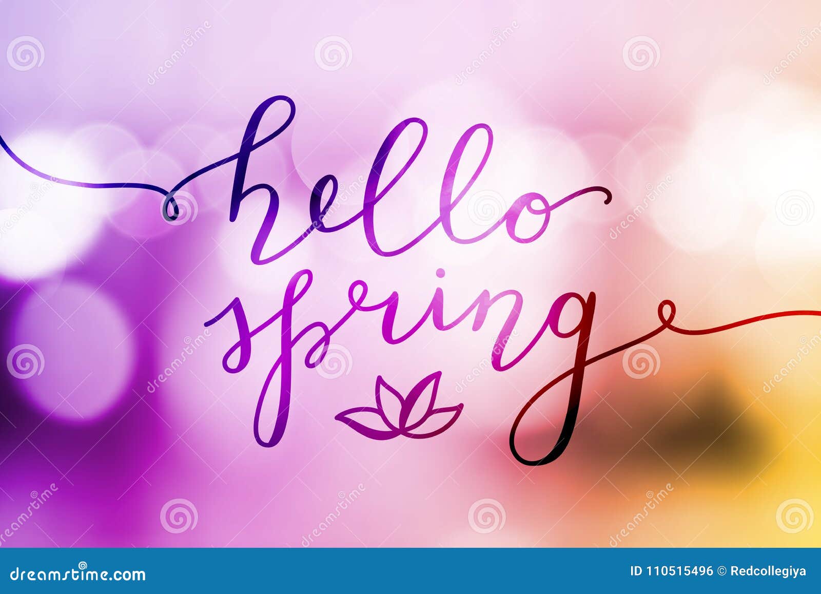 Hello spring lettering stock vector. Illustration of blurry - 110515496