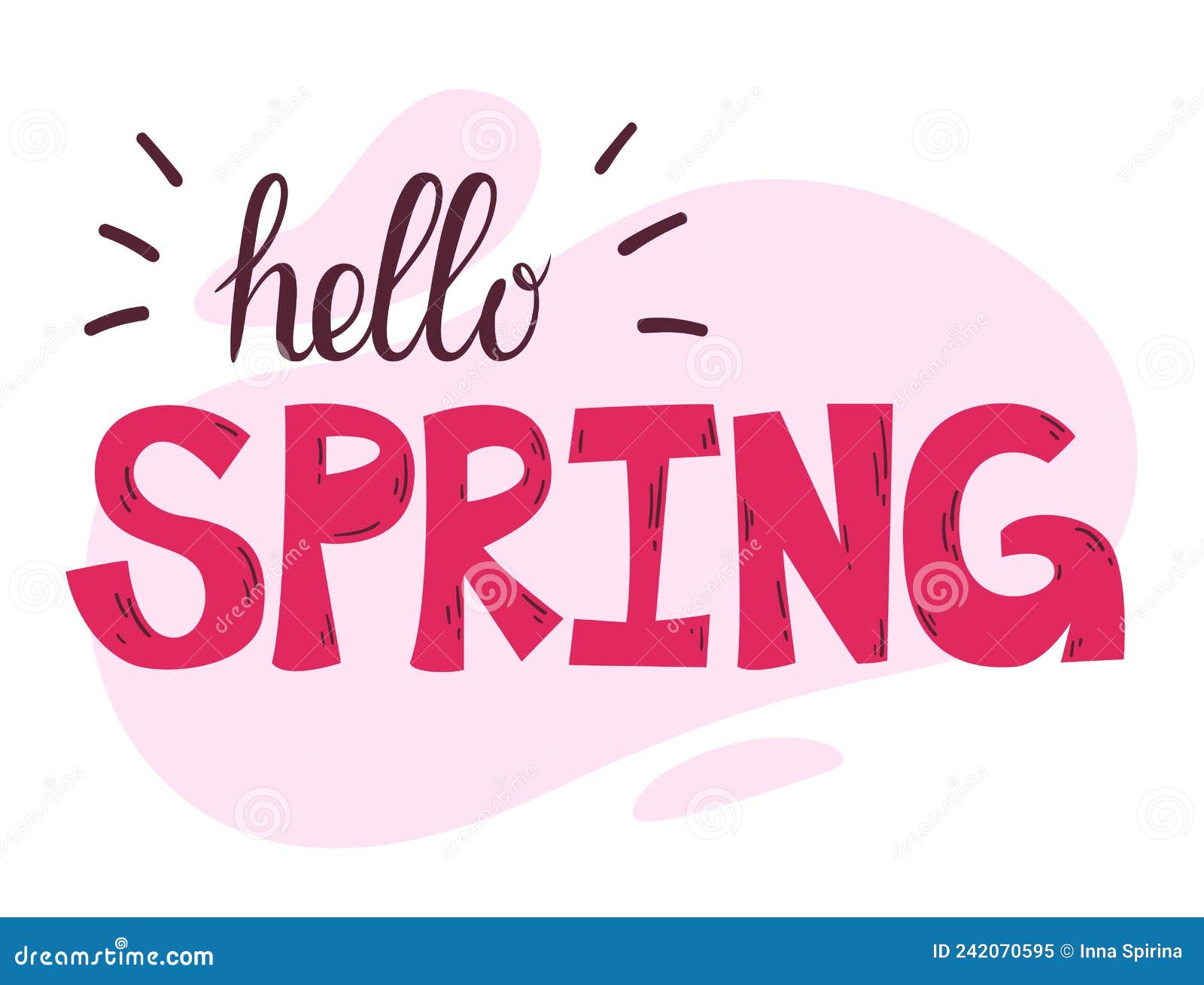 Hello Spring Lettering. Vector Handwritten Typography. Doodle ...