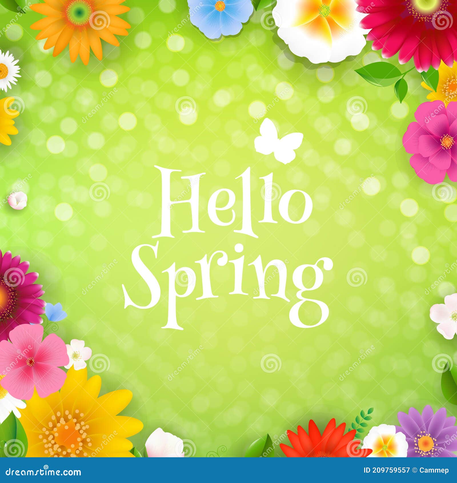 Hello Spring Poster stock vector. Illustration of garden - 209759557