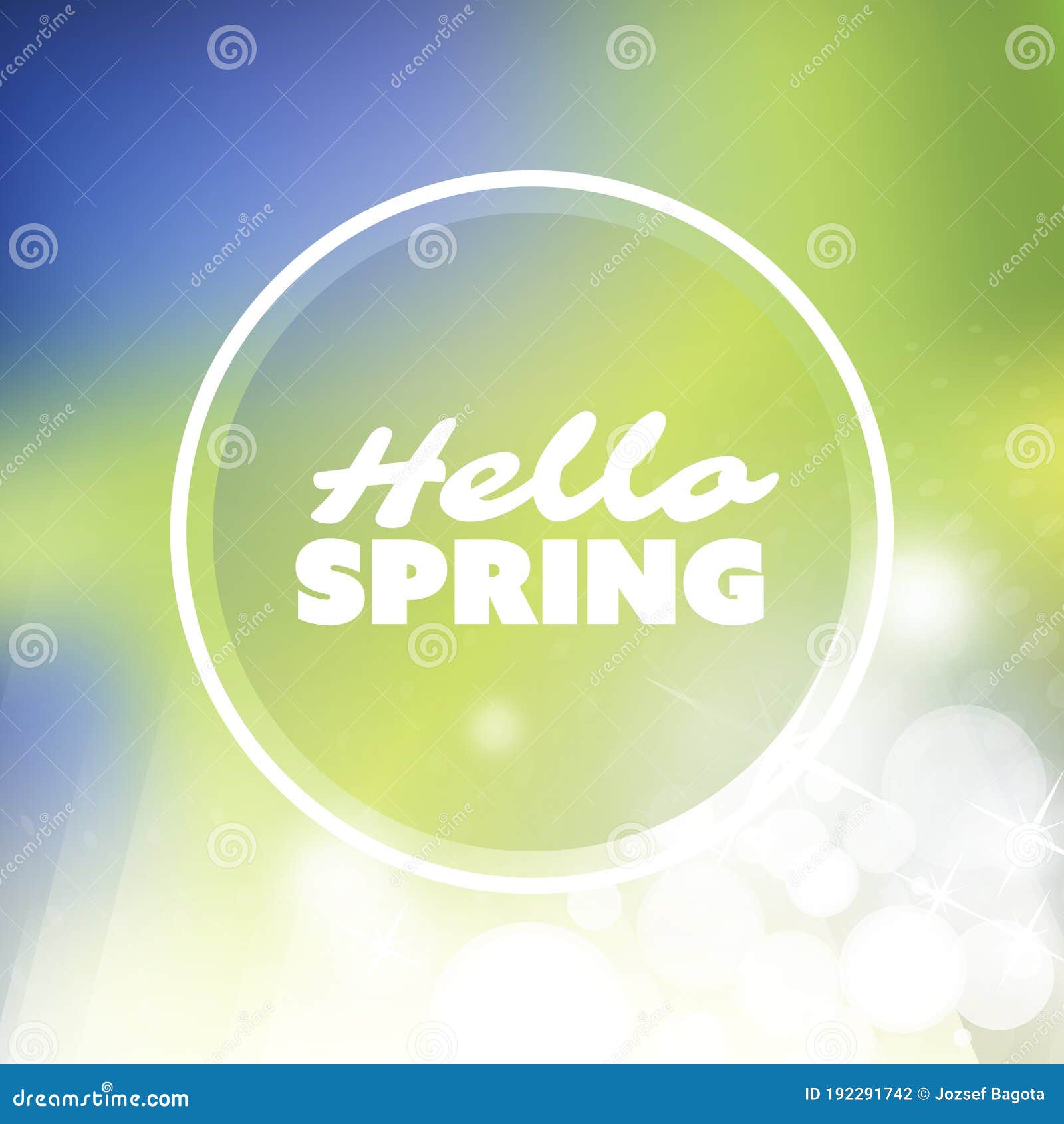 Hello Spring - Quote, Slogan, Saying, Label on a Blurred Background ...