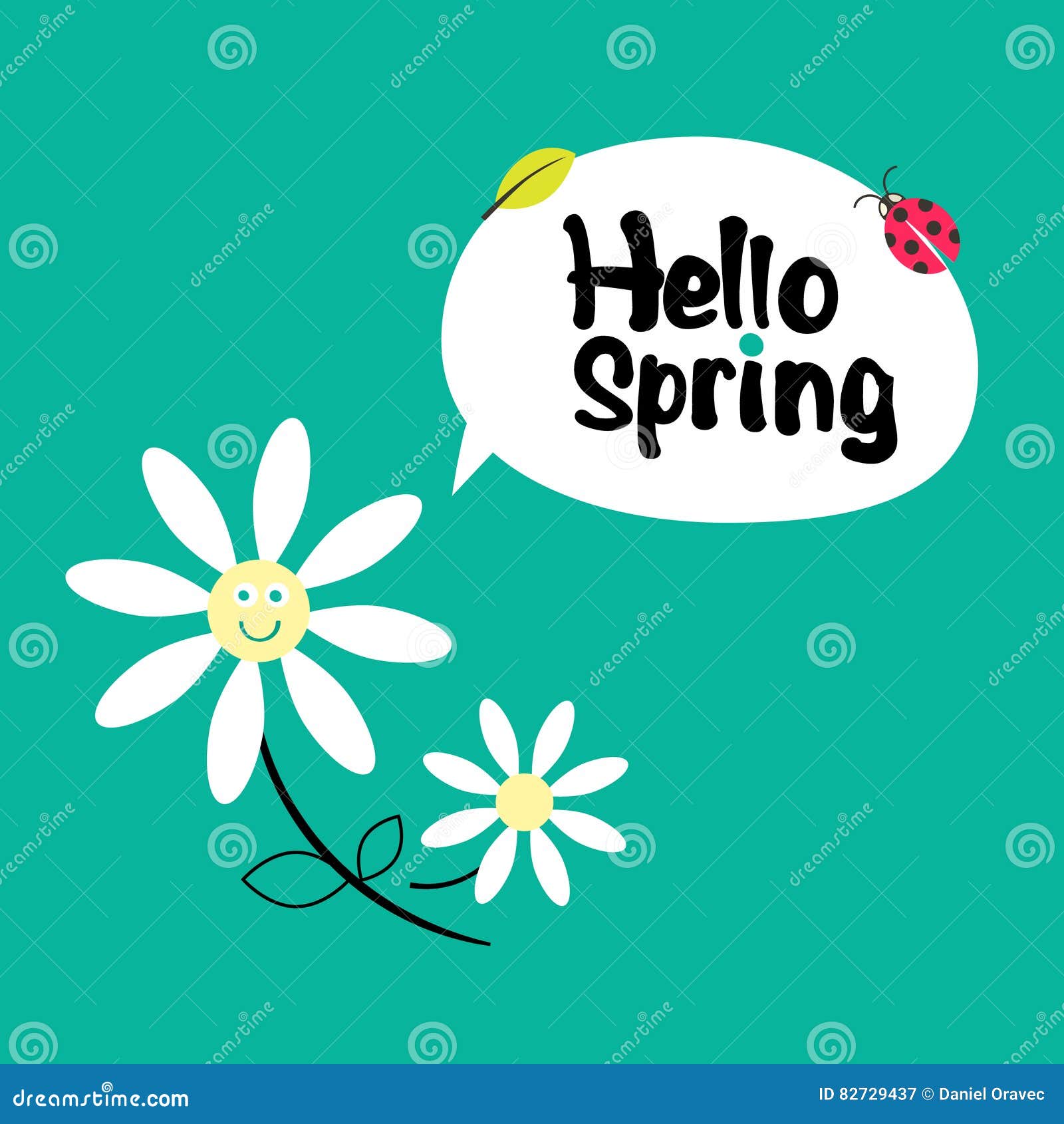 Hello Spring. Retro Funky Cartoon Stock Vector - Illustration of hand ...