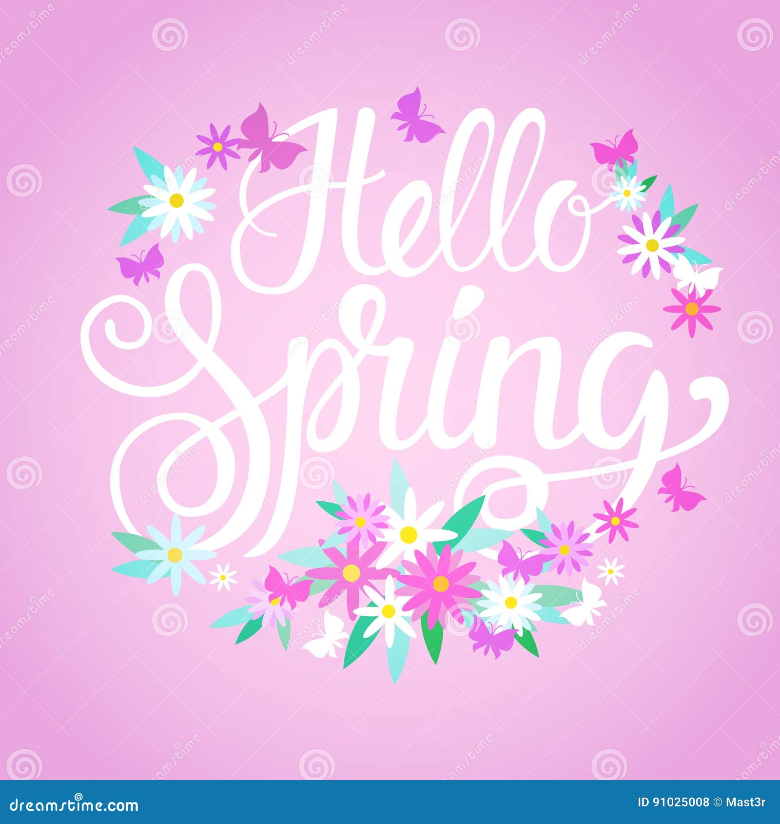 Hello Spring Season Text Banner Abstract Flowers Background Stock ...