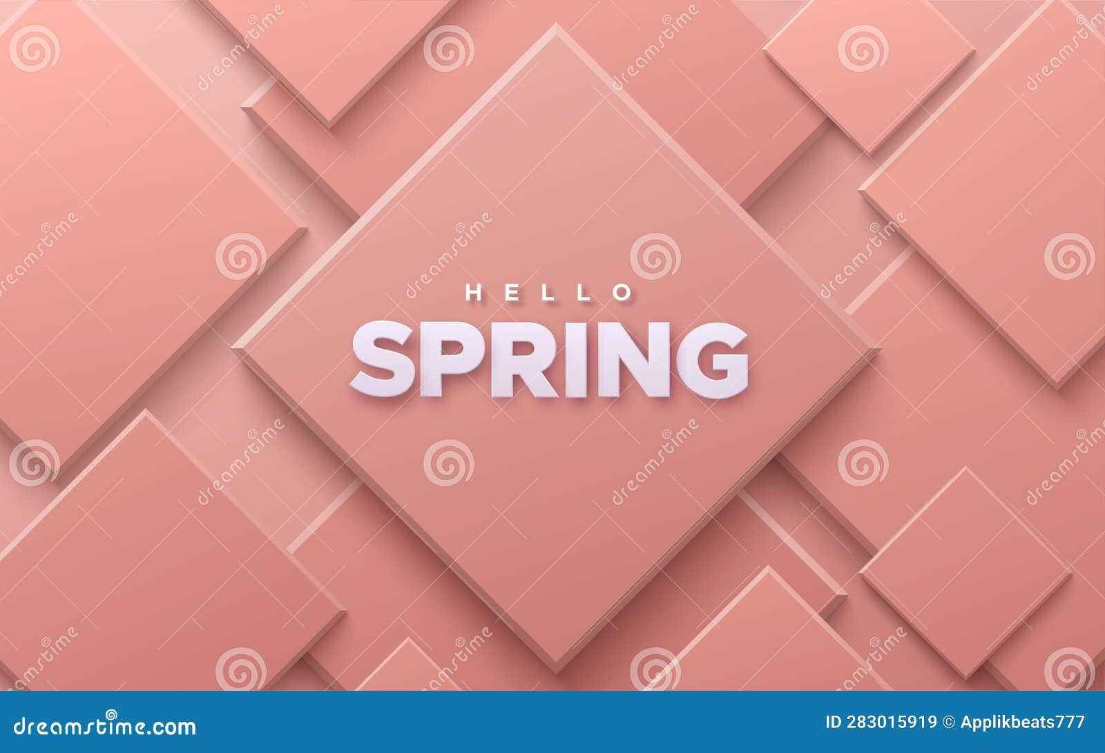 Hello Spring Sign on Abstract Background with Soft Pink Geometric ...