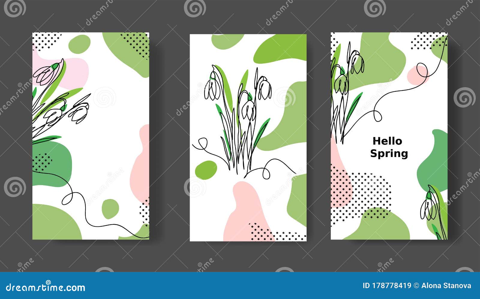 Hello Spring Social Media Stories, Templates. Snowdrops Flower Vector ...