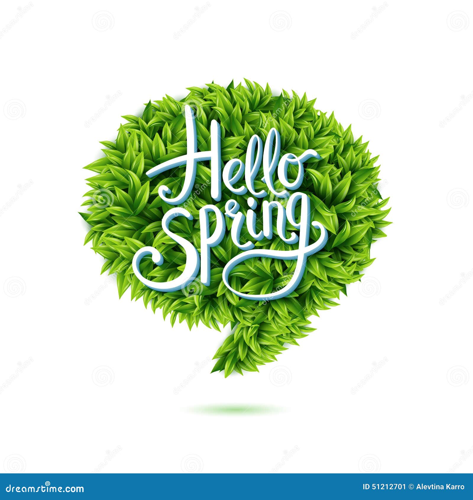 Hello Spring Speech Bubble in Green Leaves Stock Vector - Illustration ...