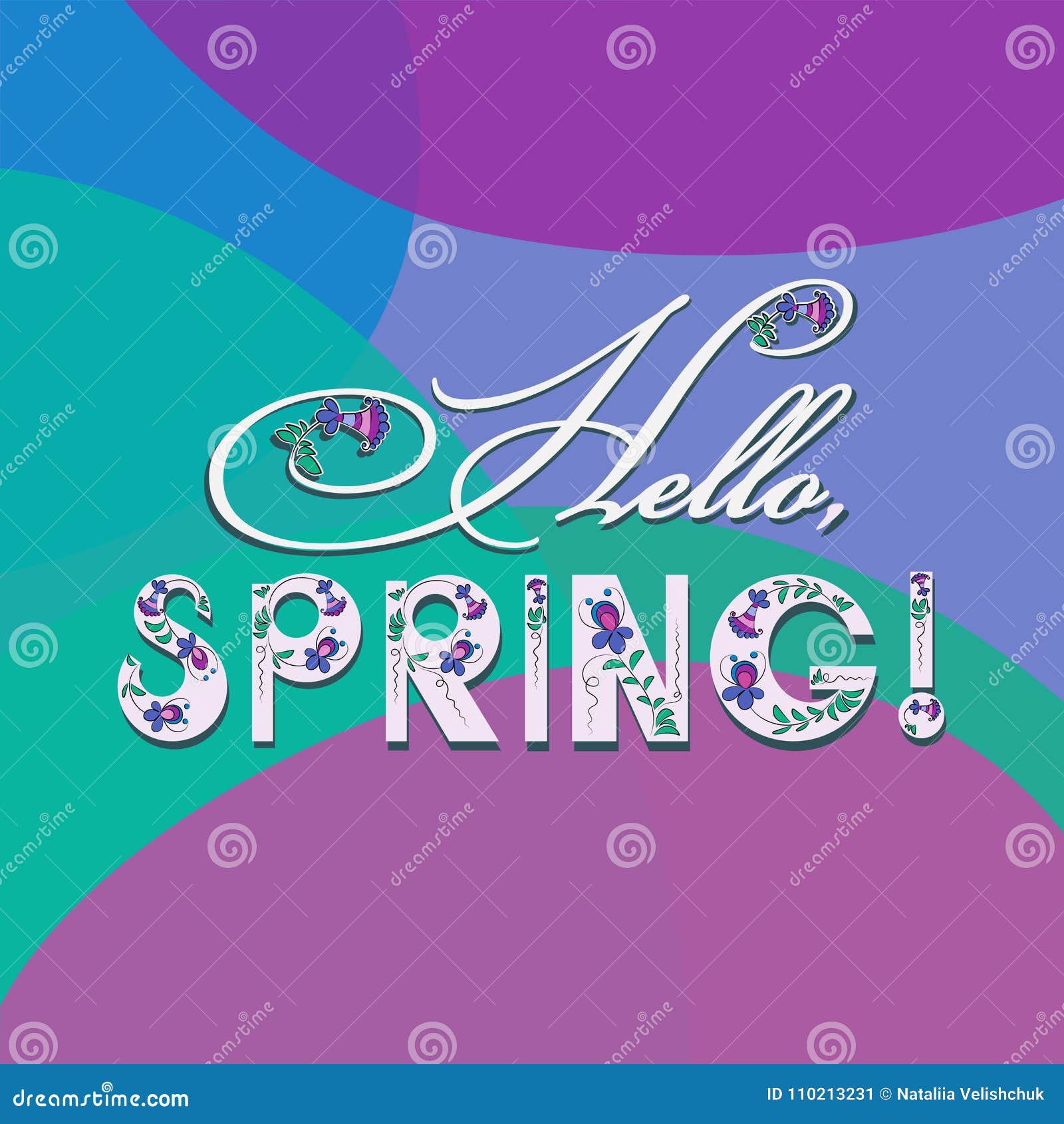 Hello Spring! Spring Poster. Stock Vector - Illustration of letters ...