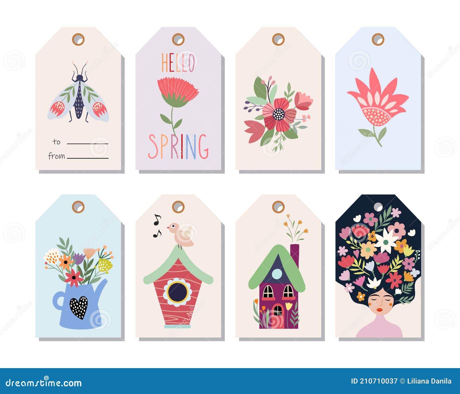 Spring Time Hang Tags, Labels Collection with Seasonal Elements Stock ...