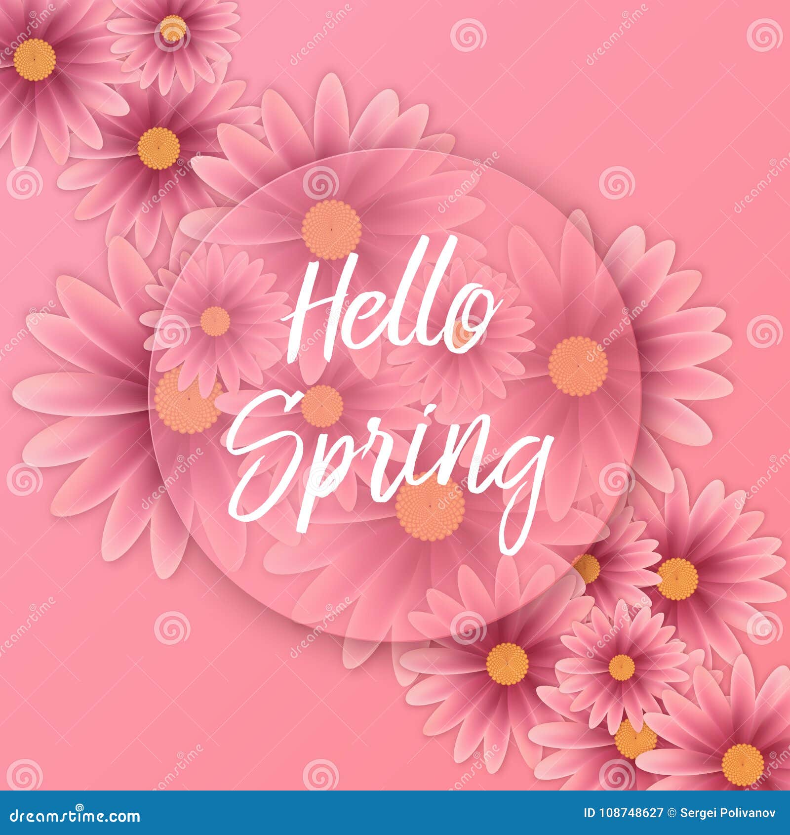 Hello Spring Text, Floral Background. Stock Vector - Illustration of ...