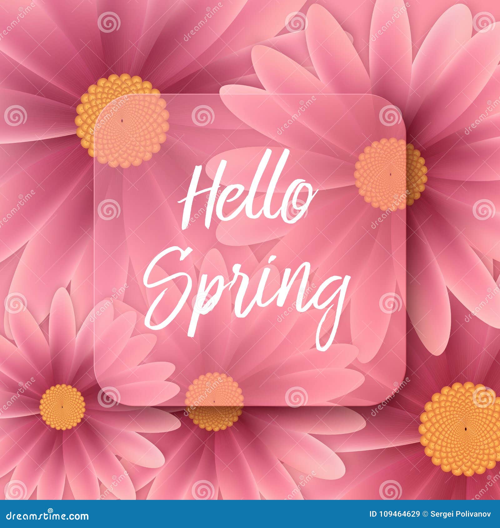 Hello Spring Text, Floral Background. Stock Vector - Illustration of ...