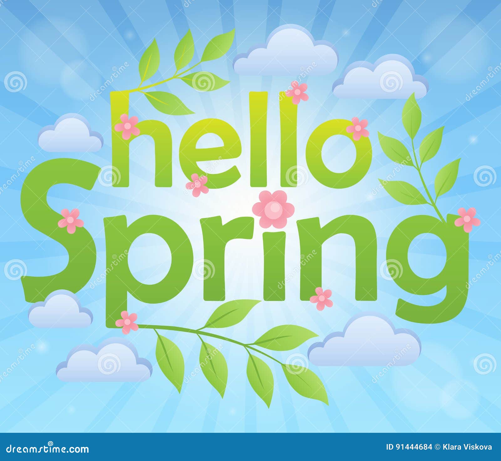 Hello spring theme image 5 stock vector. Illustration of message - 91444684