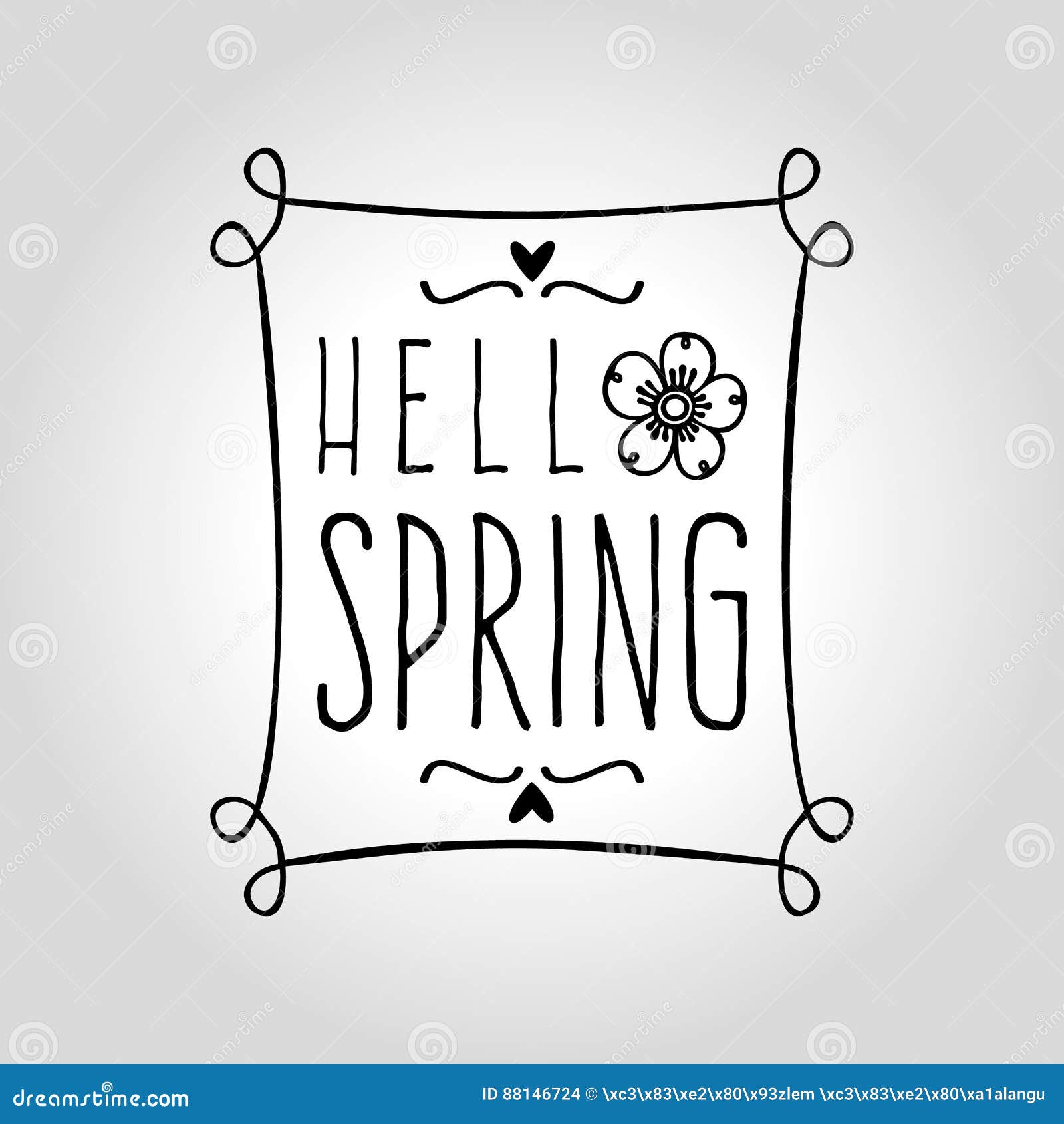 Hello Spring Lettering, Handwritten and Calligraphy Vector Illustration ...