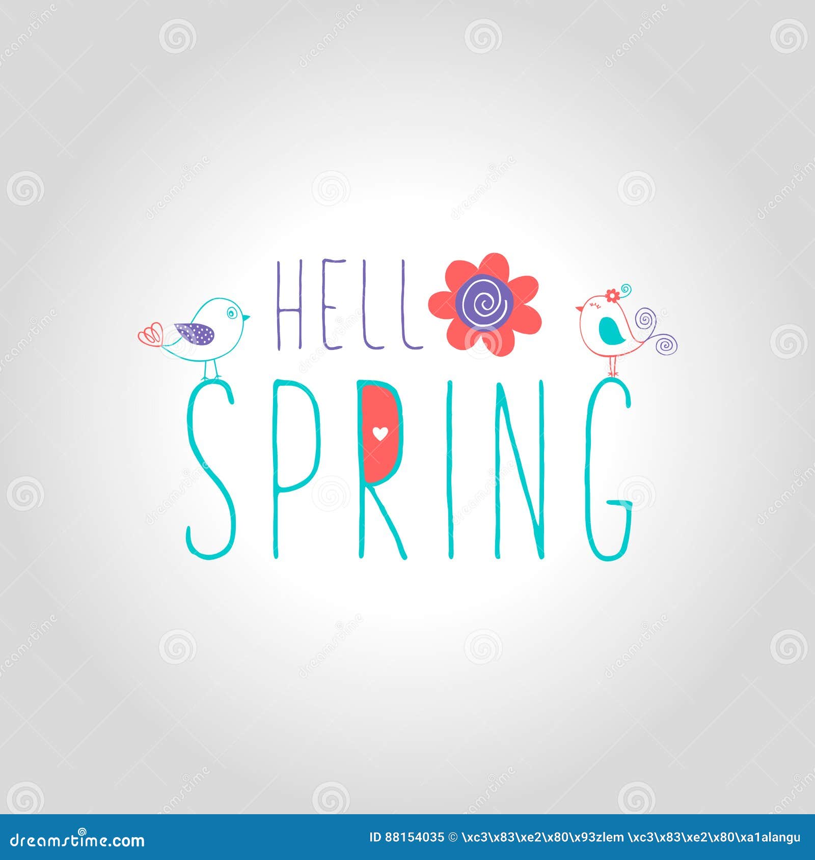 Hello Spring Lettering, Handwritten and Calligraphy Vector Illustration ...