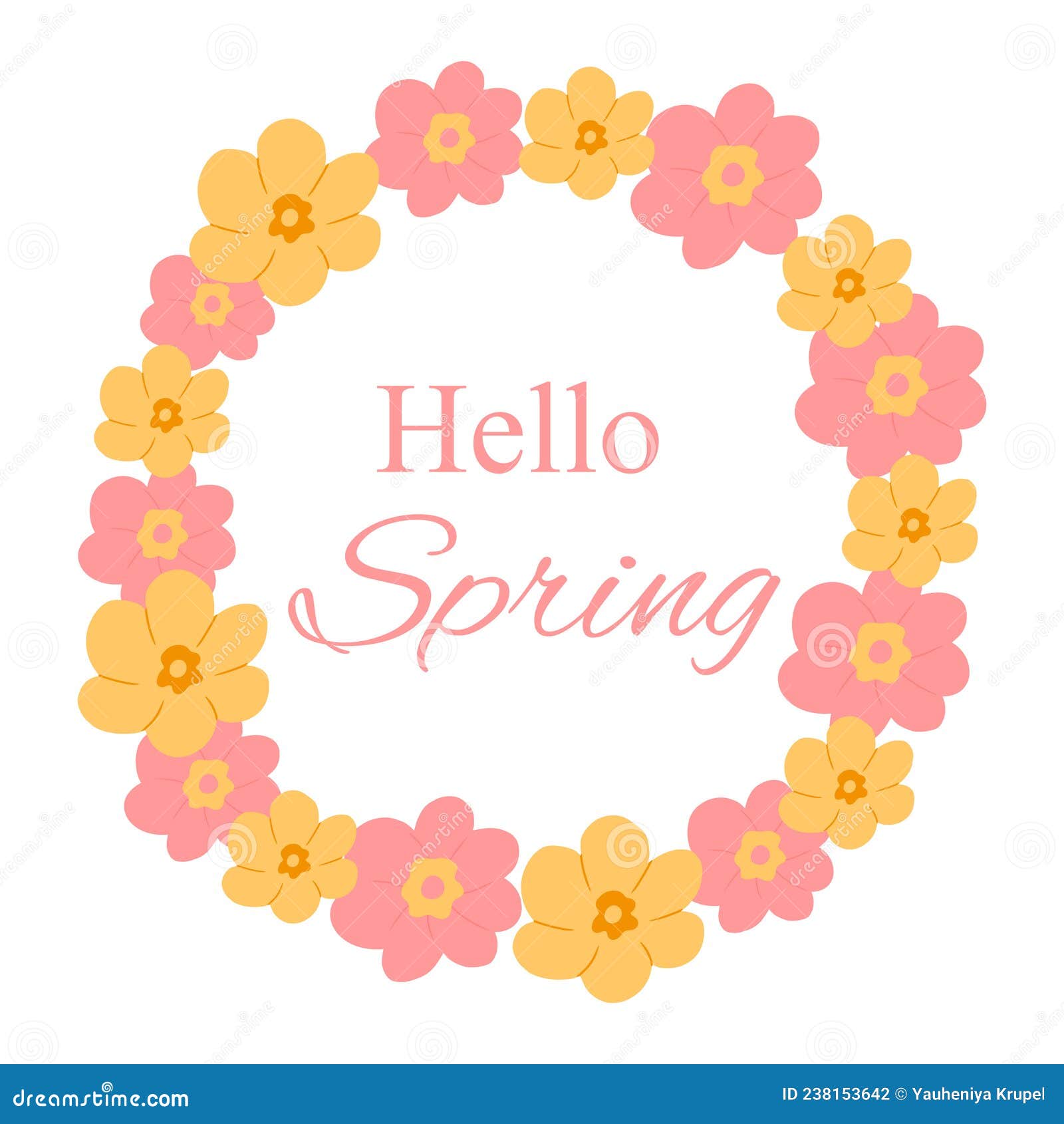 Hello Spring. Vector Illustration of a Greeting Card with Spring ...
