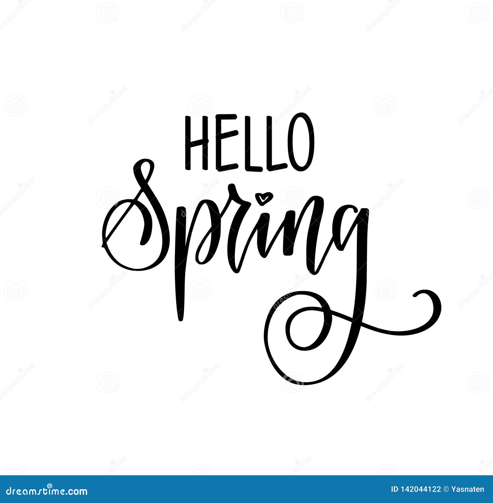 Hello Spring Vector Seasonal Greetings Hand Drawn Modern Calligraphy ...