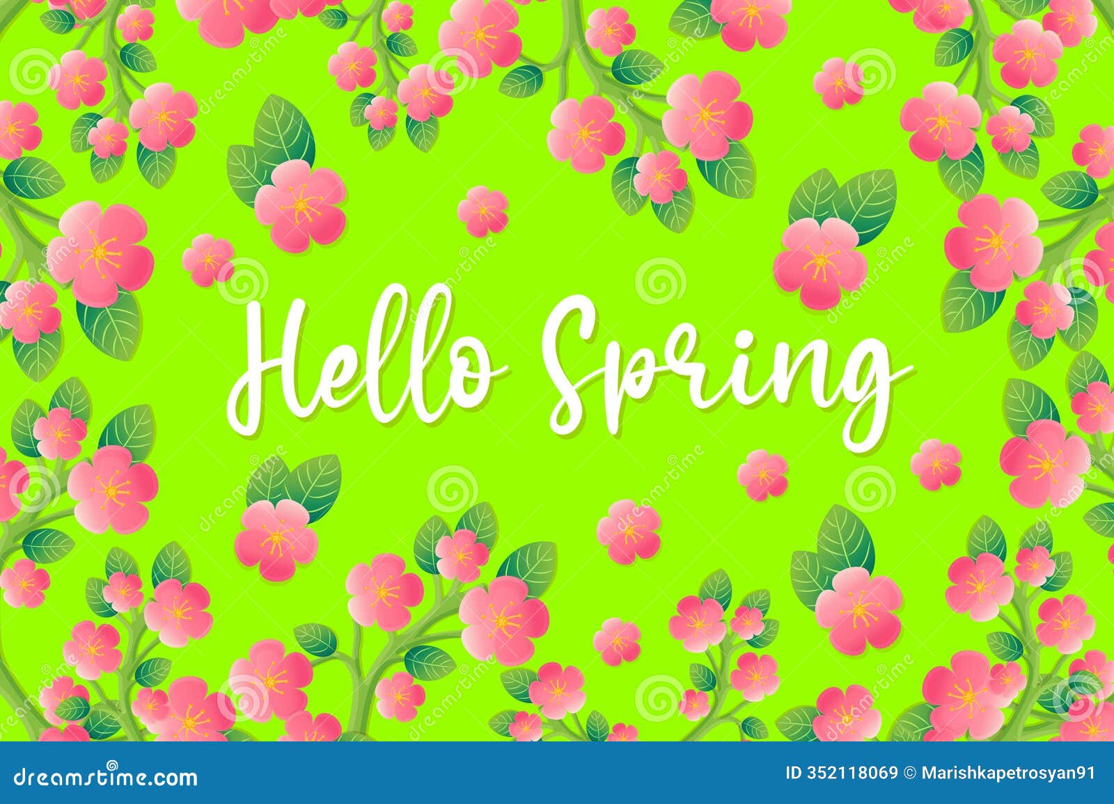 Hello Spring Wallpaper with Flowers Vector Illustration Stock Vector ...