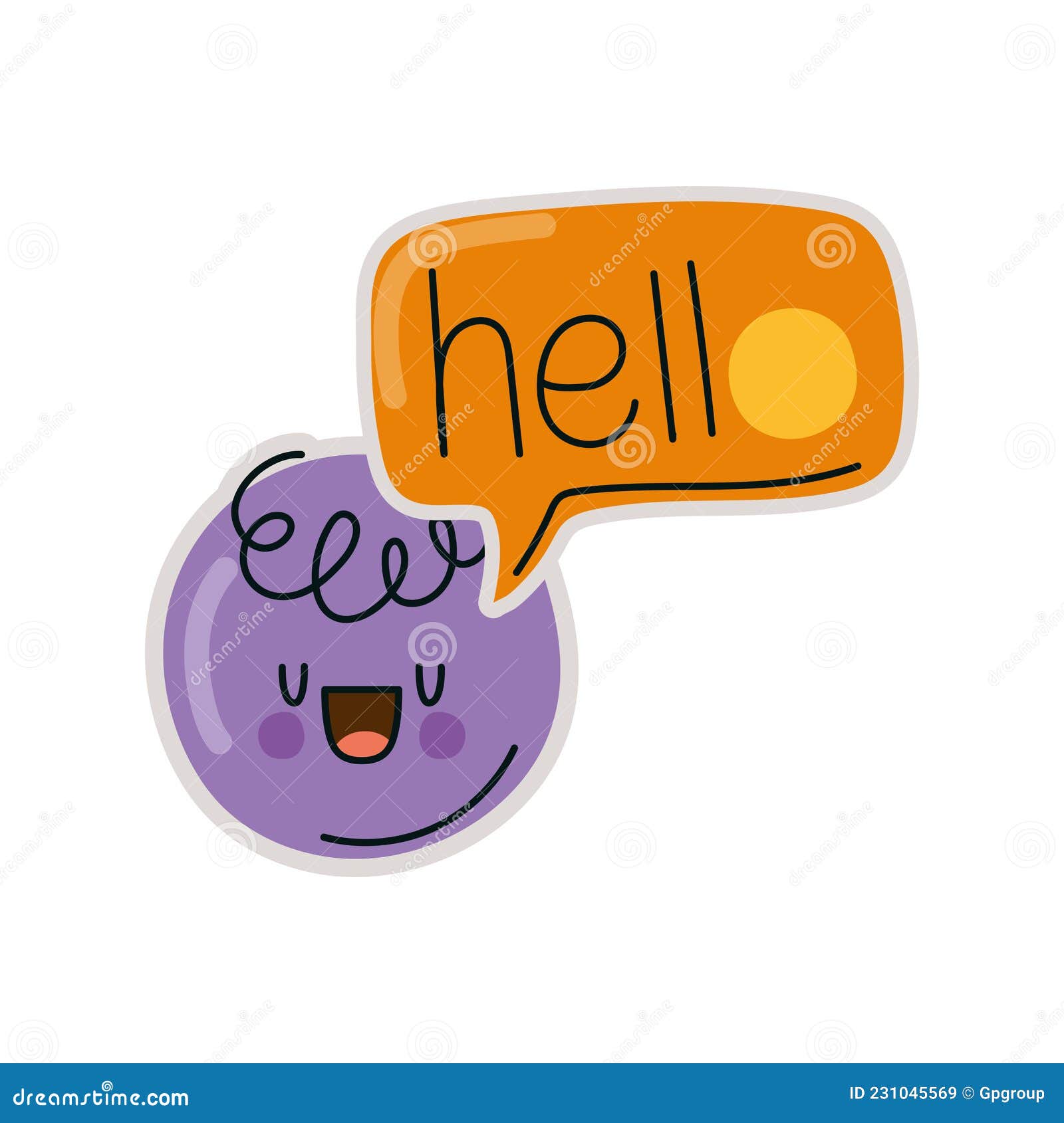 Hello sticker illustration stock vector. Illustration of face - 231045569