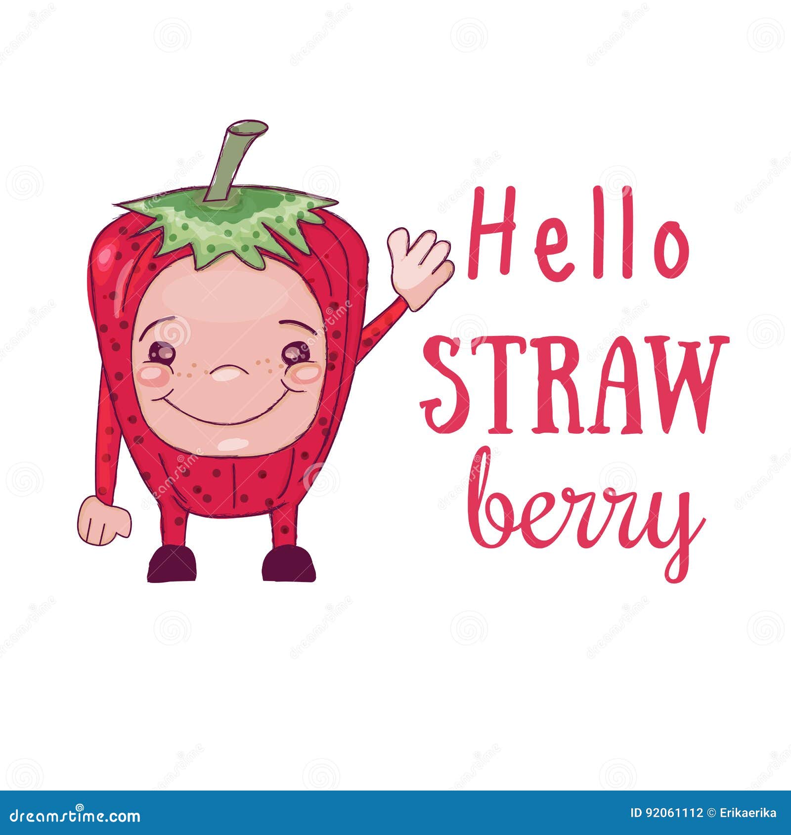 Hello Strawberry stock vector. Illustration of message - 92061112