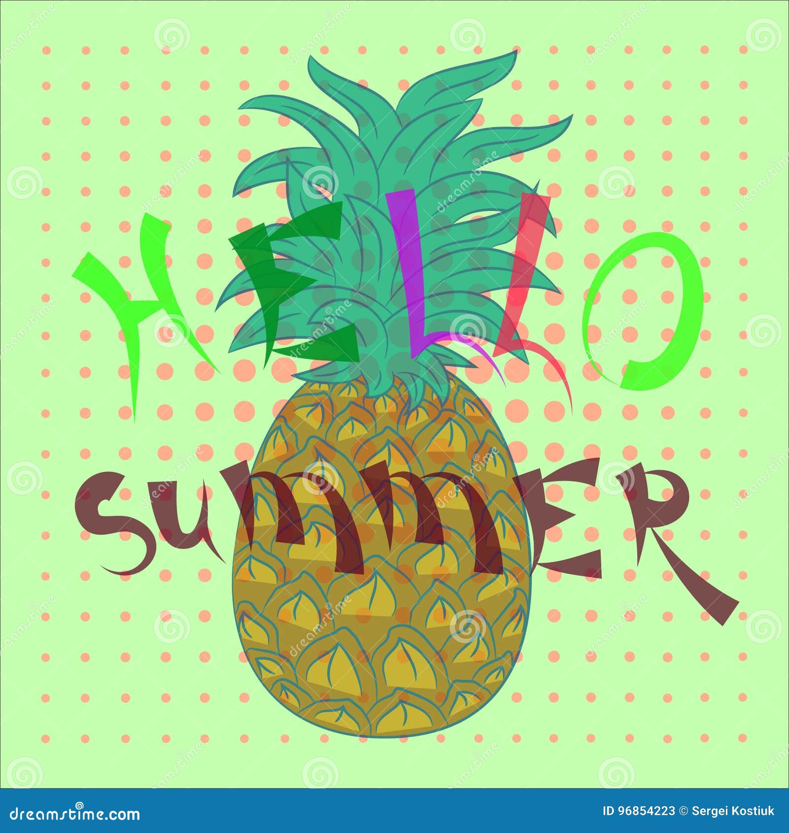Hello summer stock vector. Illustration of text, neat - 96854223