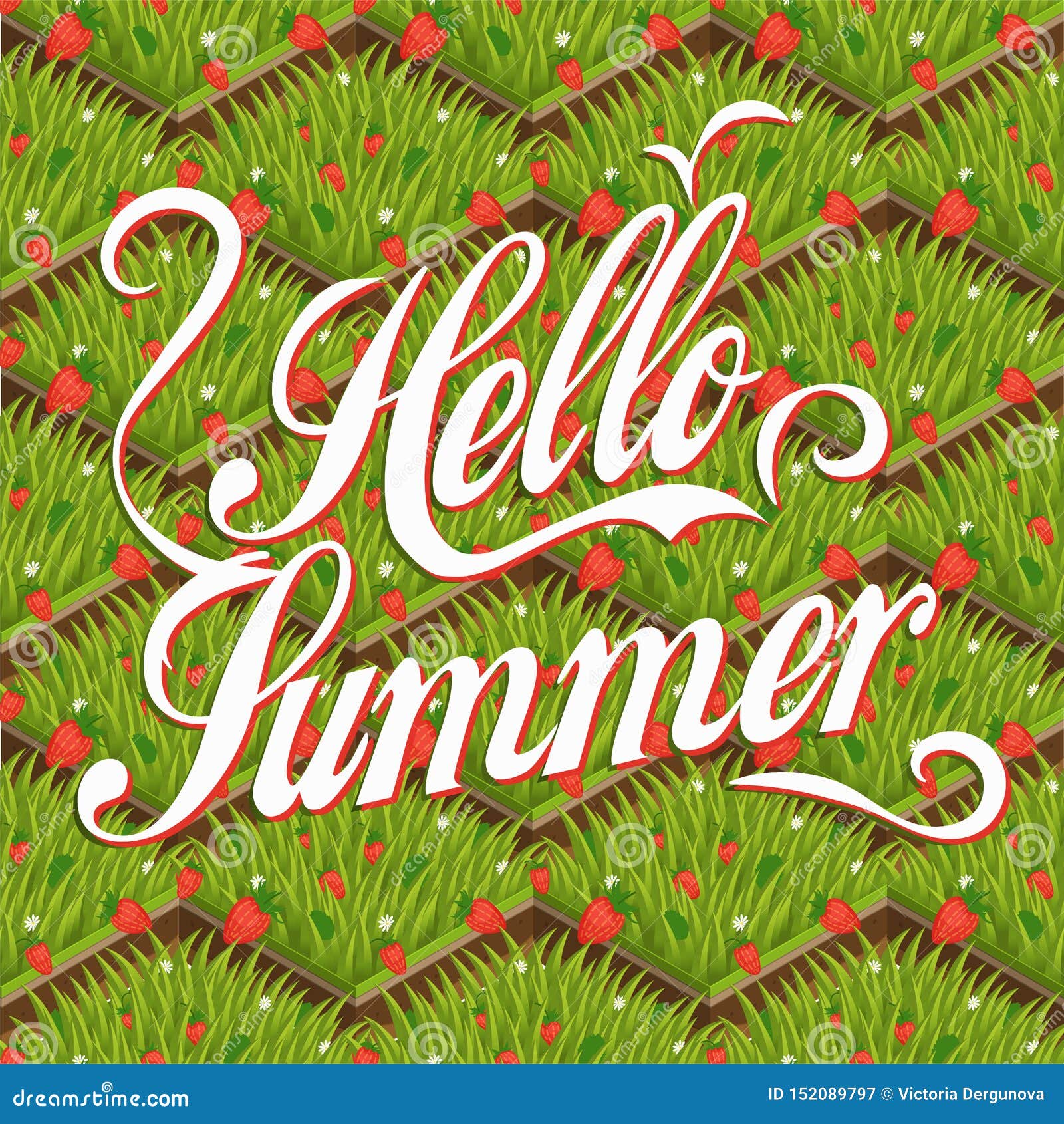 Hello Summer Background with Grass Stock Vector - Illustration of hello ...