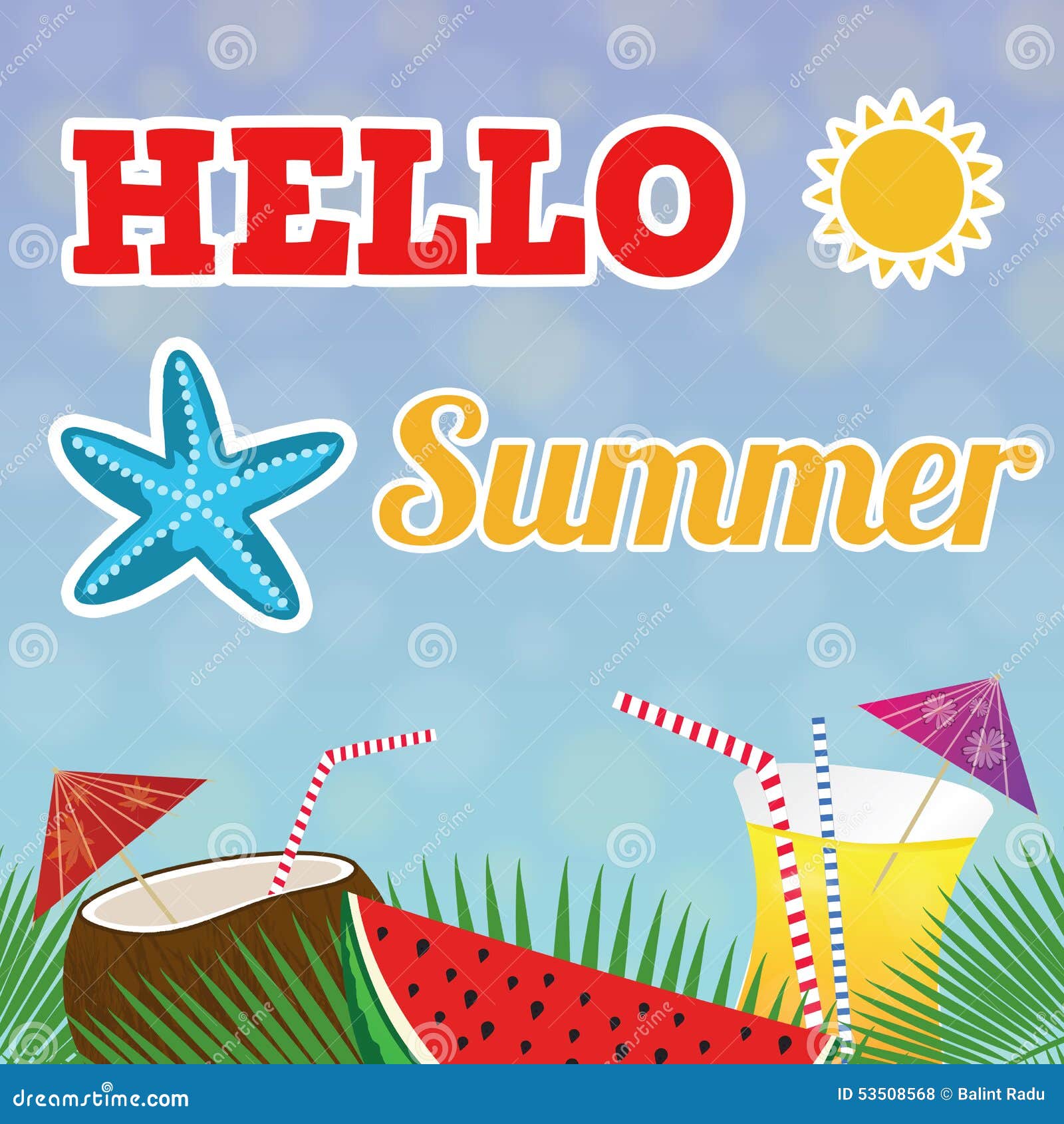 Hello summer background stock vector. Illustration of island - 53508568