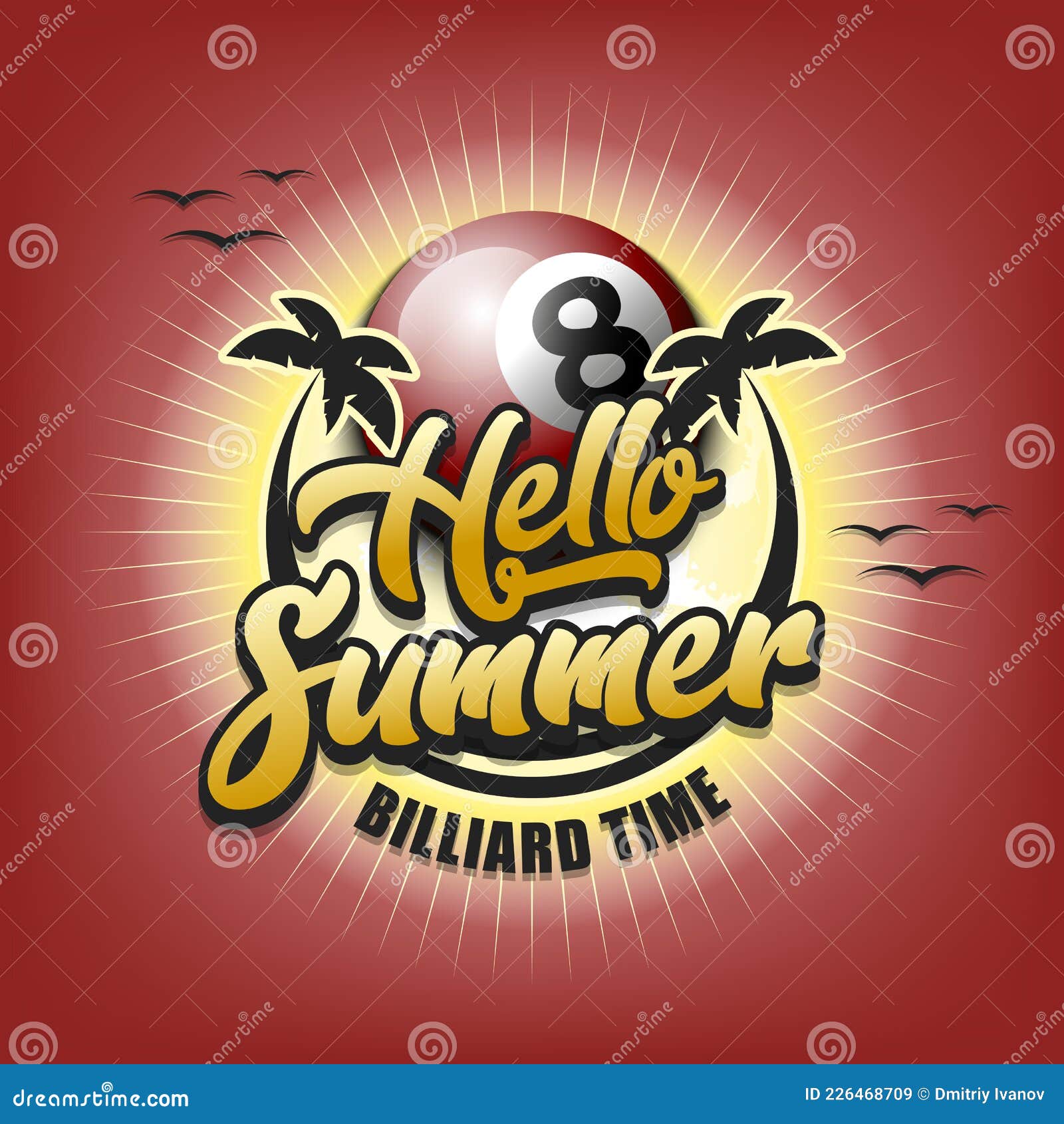 Hello Summer. Billiard Time Stock Vector - Illustration of holiday ...