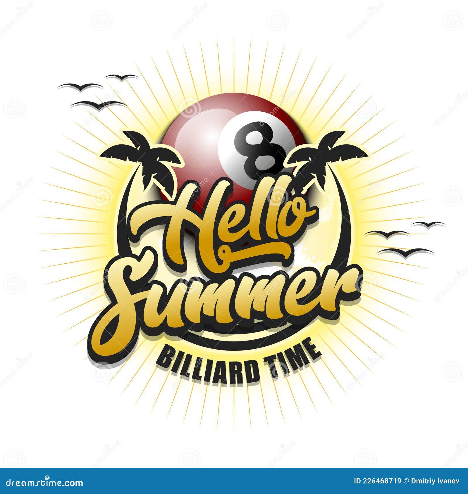 Hello Summer. Billiard Time Stock Vector - Illustration of ocean, beach ...