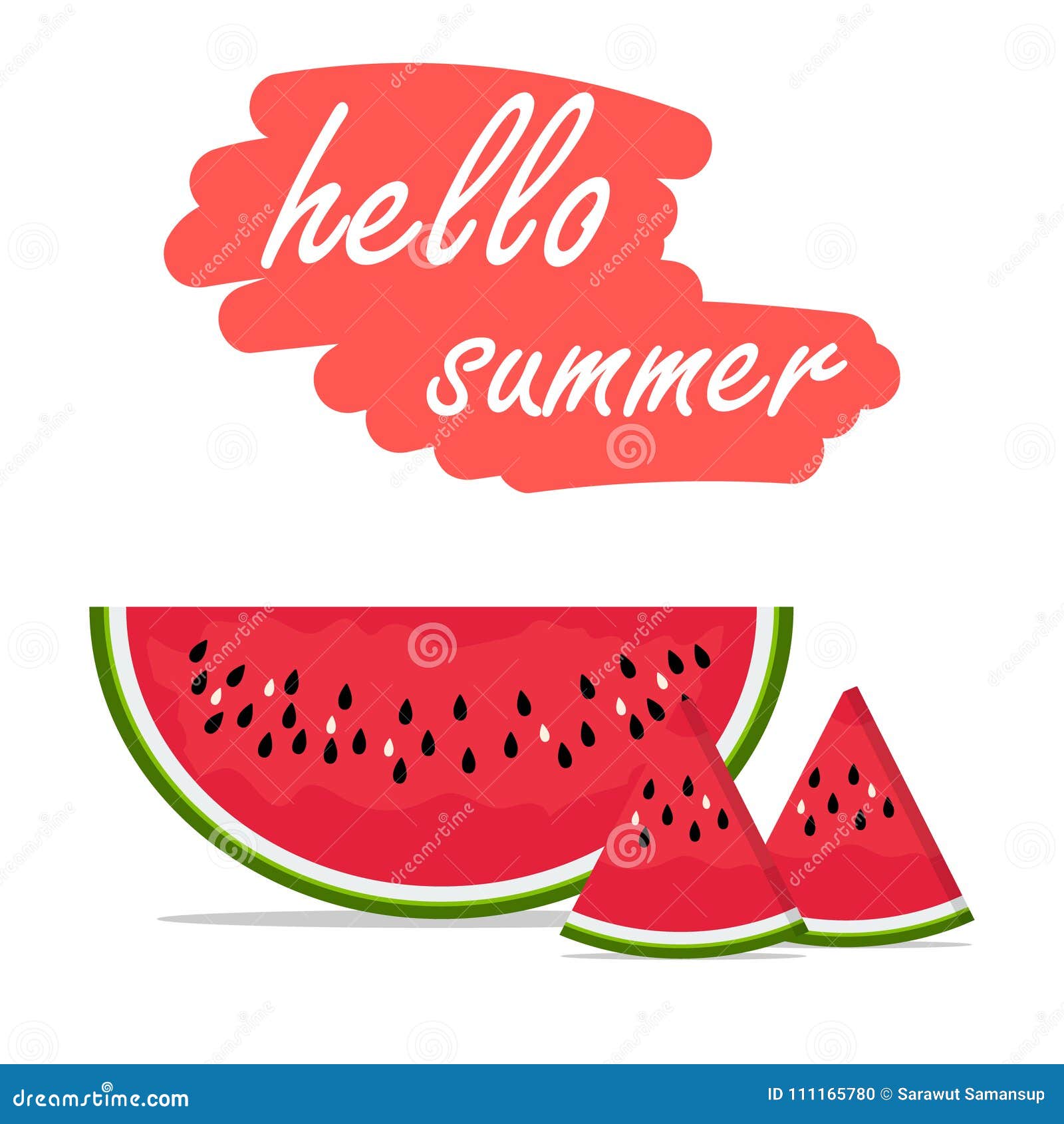 Hello Summer Fruit Watermelon Vector Stock Vector - Illustration of ...