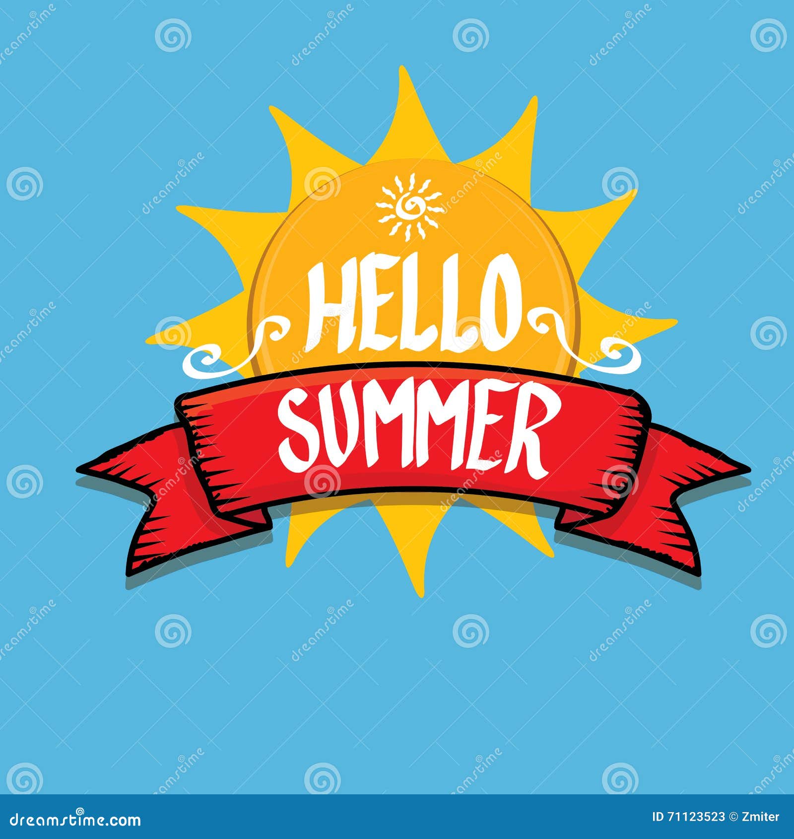 Hello Summer Funny Vector Illustration. Stock Vector - Illustration of ...