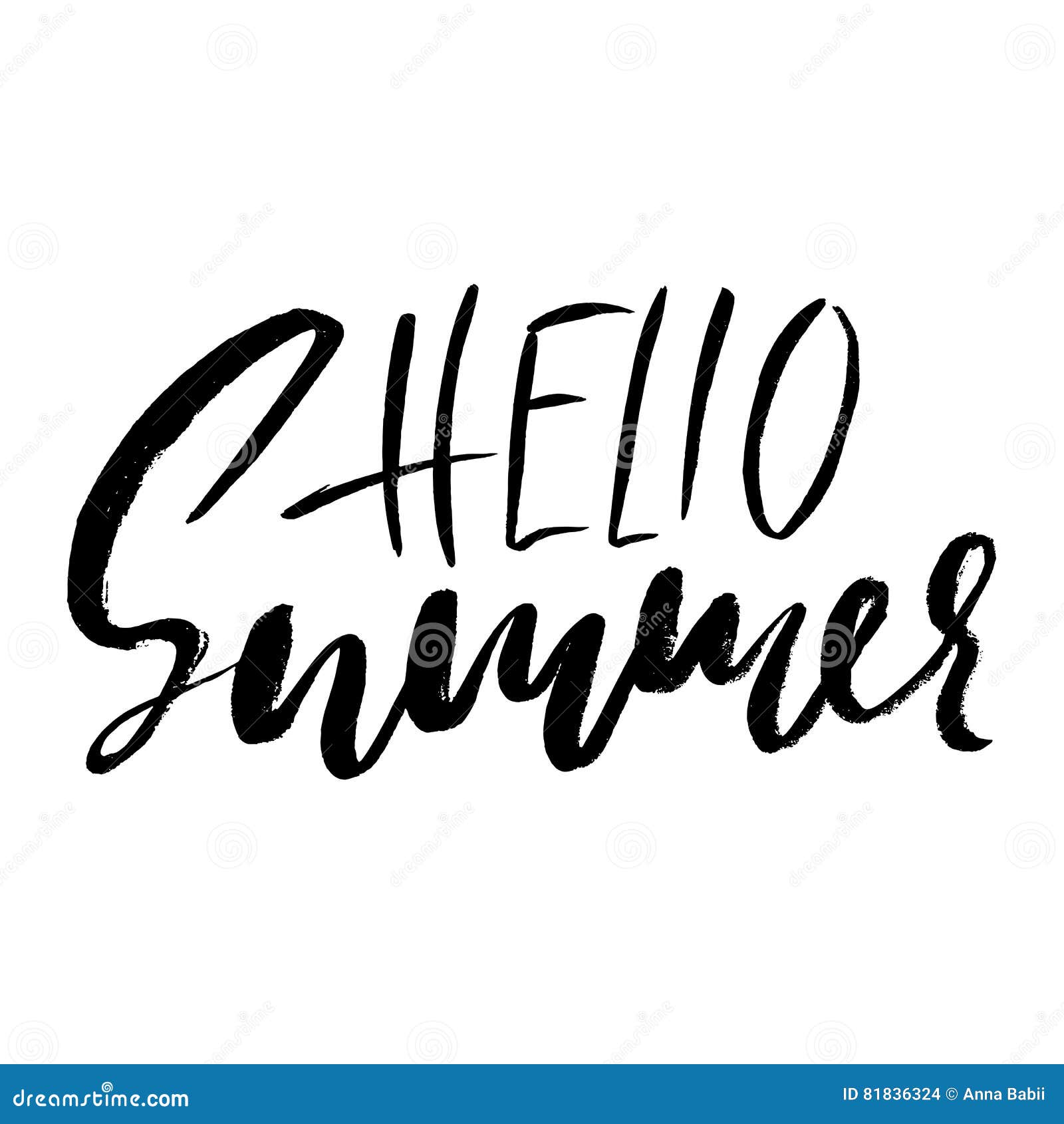 Hello Summer Hand Drawn Lettering Isolated on White Background for Your ...