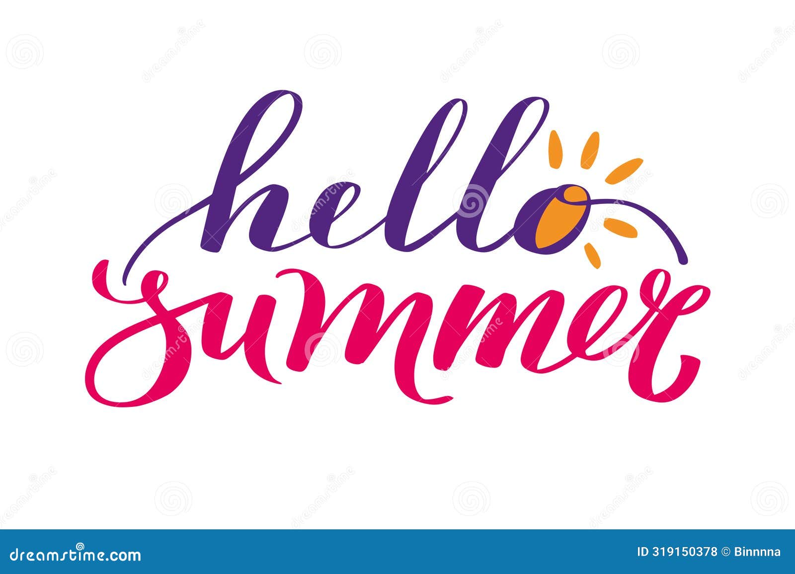 Hello Summer Handwriting Lettering. Calligraphy Summer Design Stock ...